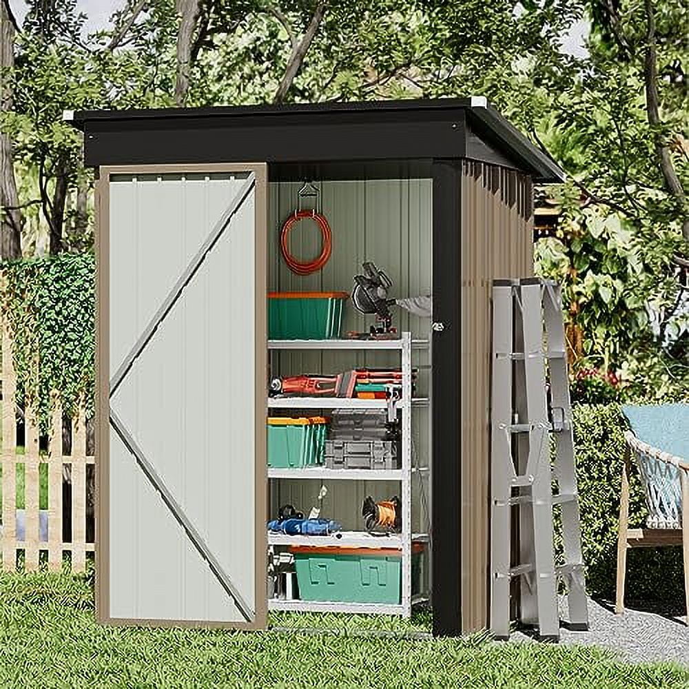GUNJI 5 x 3 FT Shed Outdoor Storage Shed Metal Garden Shed with ...