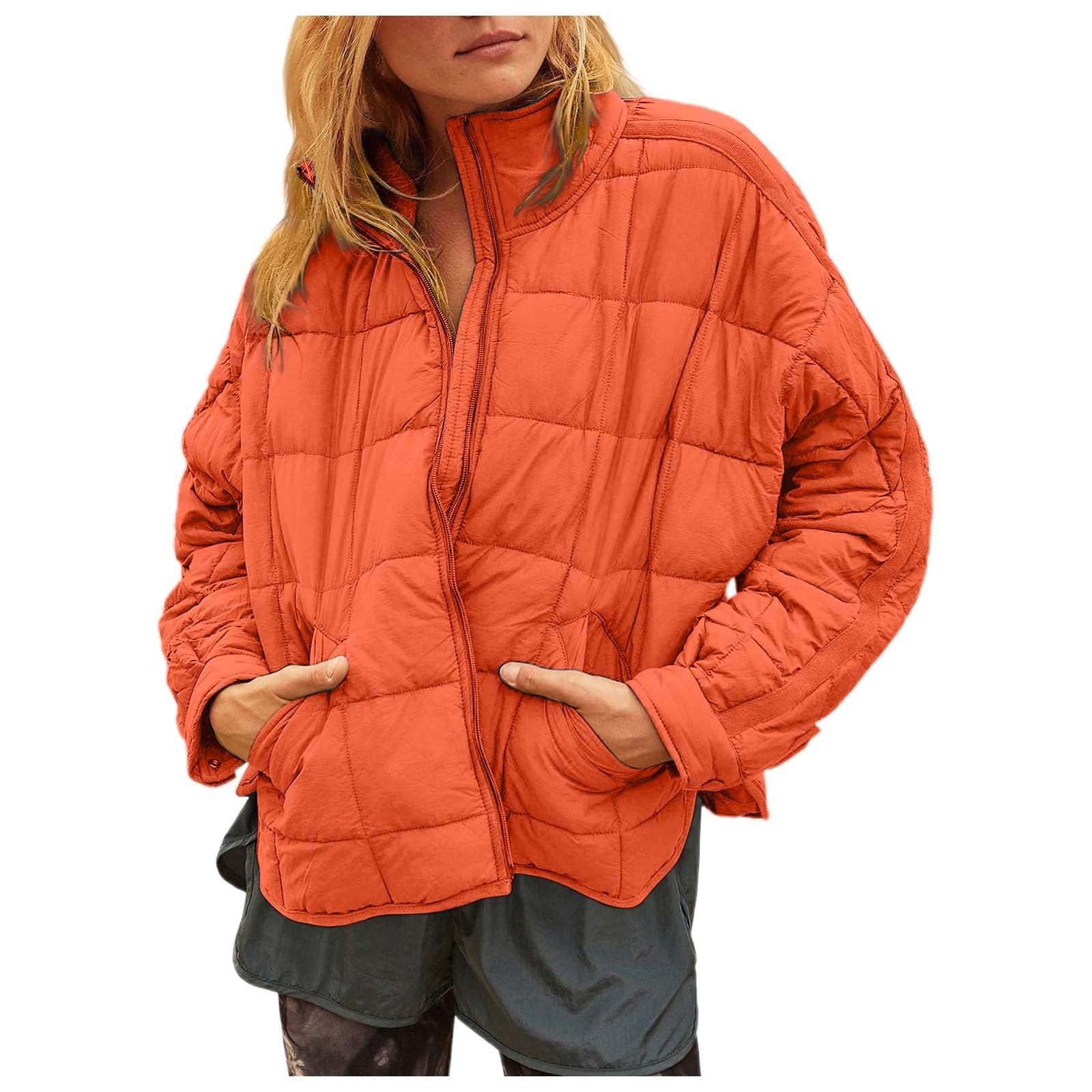 GUOBIOZIY Quilted Puffer Jacket Women Lightweight Short Zip Up Padded ...