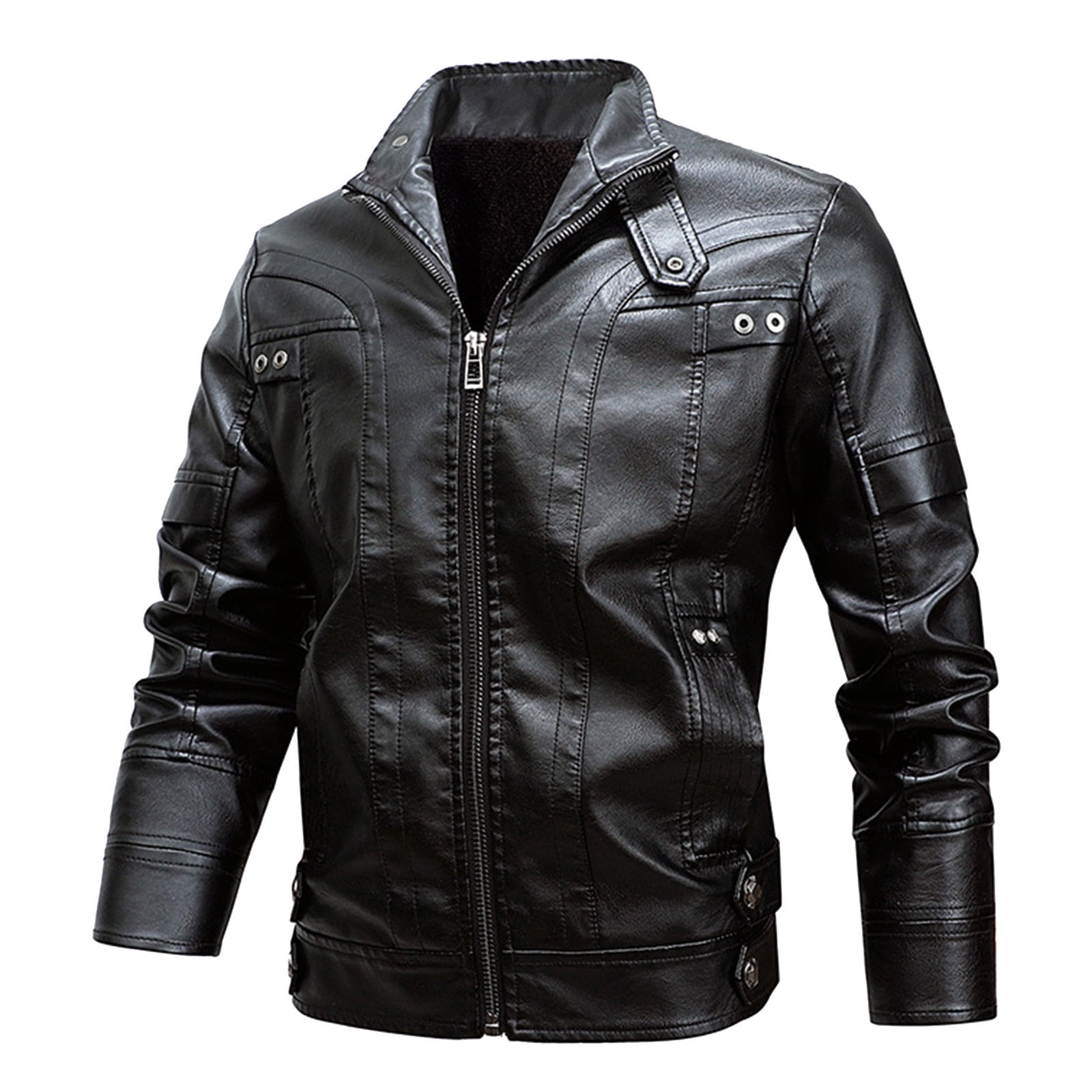 GUOBIOZIY Timeless Classic Leather Jacket Men - Biker Style Vintage ...