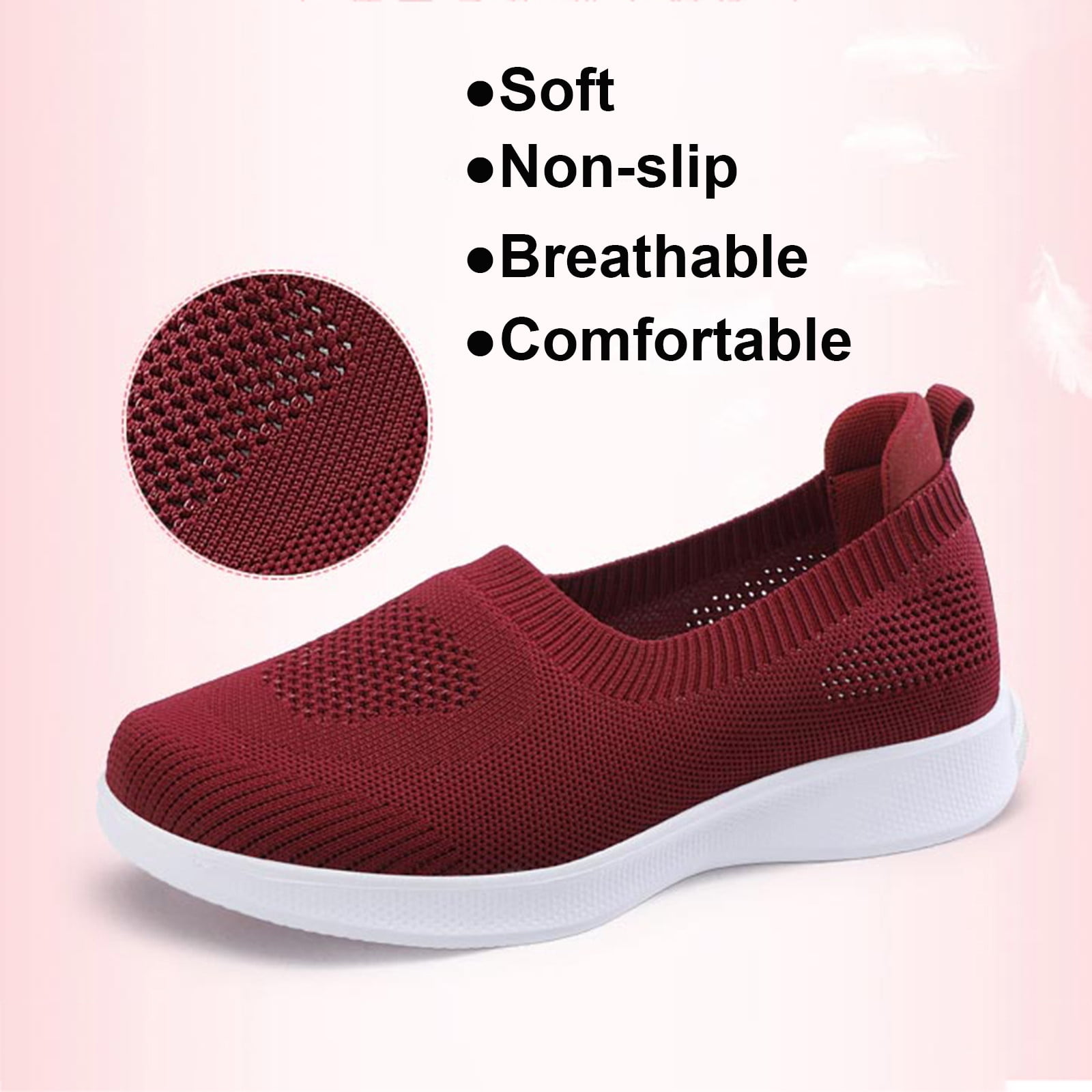 GUOBIOZIY Women Mesh Breathable Trainers Slip on Running Sneakers Comfy ...