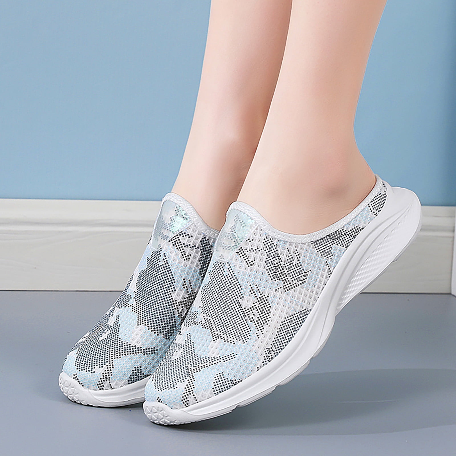 GUOBIOZIY Women Mules Sneakers Slip On Walking Shoes Lightweight ...
