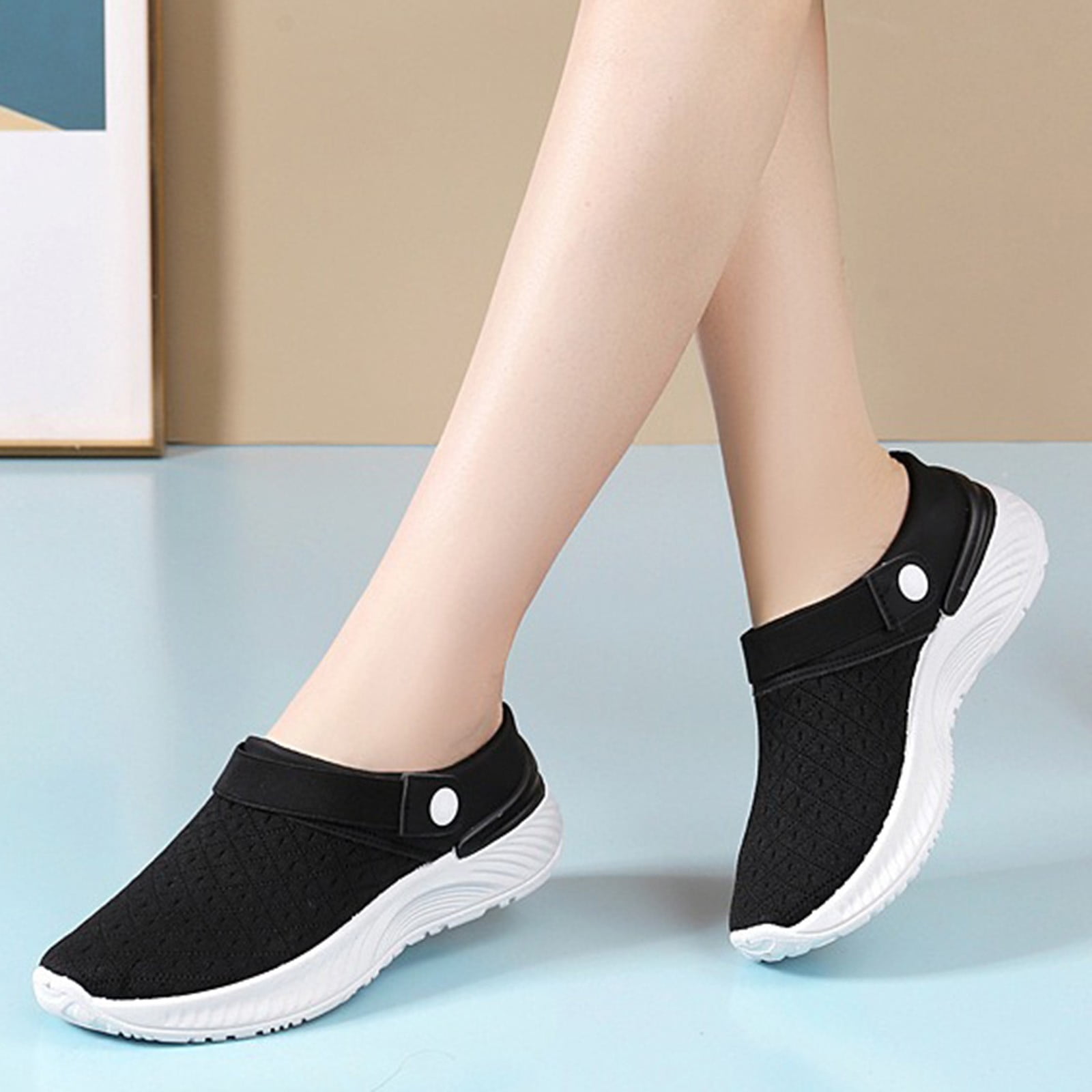 GUOBIOZIY Women Shoes Slip on Open Back Mesh Walking Shoes Sneakers ...