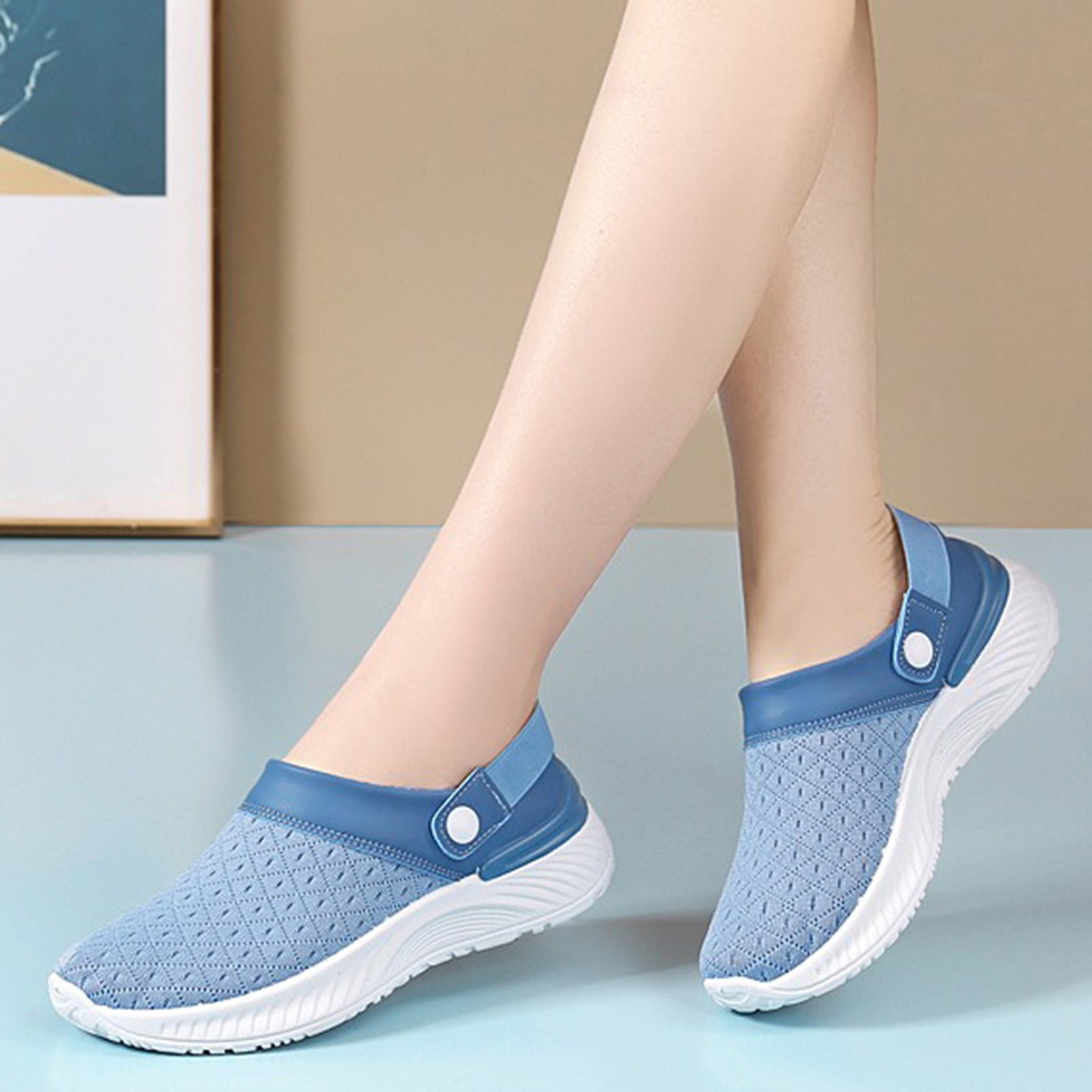 GUOBIOZIY Women Shoes Slip on Open Back Mesh Walking Shoes Sneakers ...