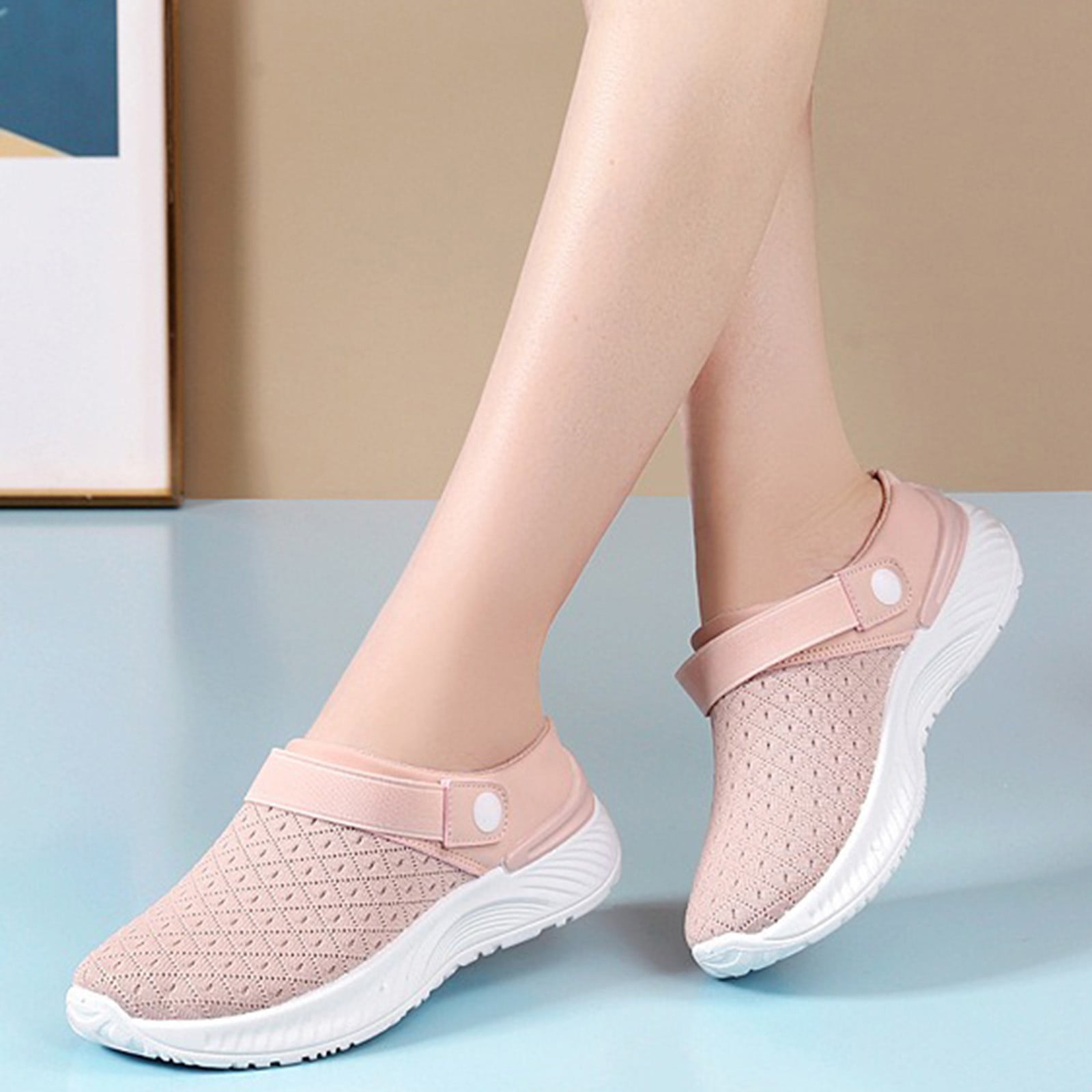 GUOBIOZIY Women Shoes Slip on Open Back Mesh Walking Shoes Sneakers ...