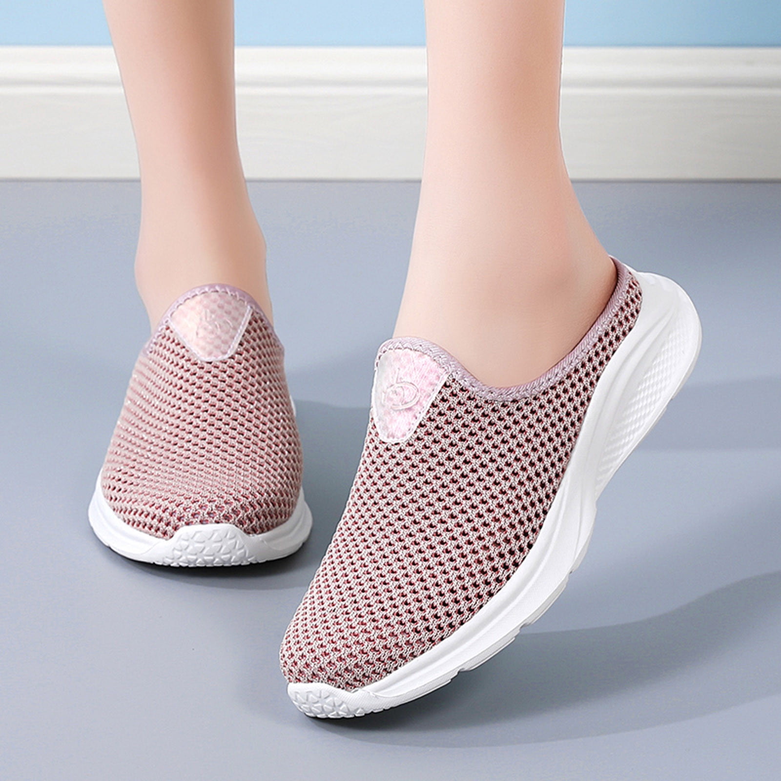 GUOBIOZIY Womens Breathable Mesh Walking Mules Sneakers Open Back Slip ...