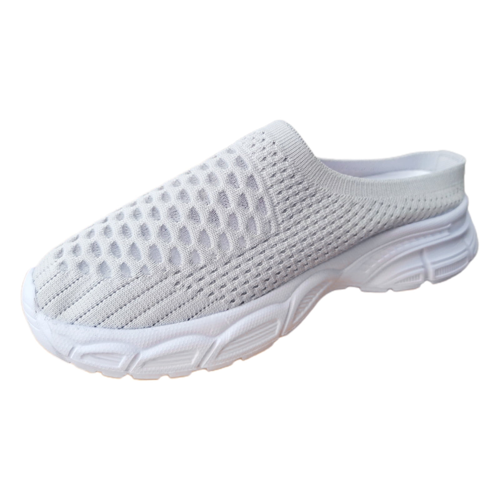 GUOBIOZIY Womens Sneakers Backless Knit Flats Slip On Mules Shoes ...