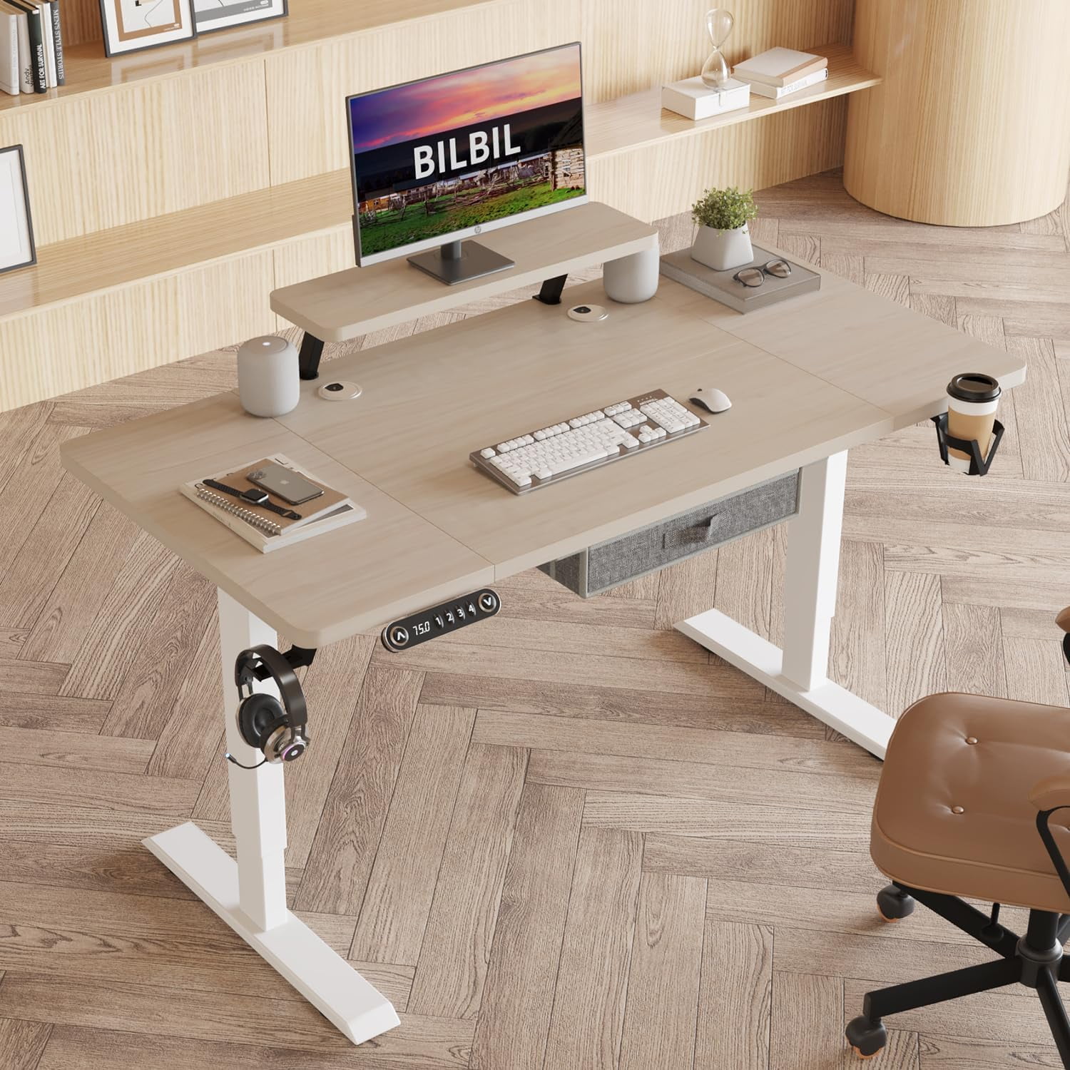 DFTFVYIBO Dual Motor Electric Standing Desk with Drawer 63x30 Inches ...