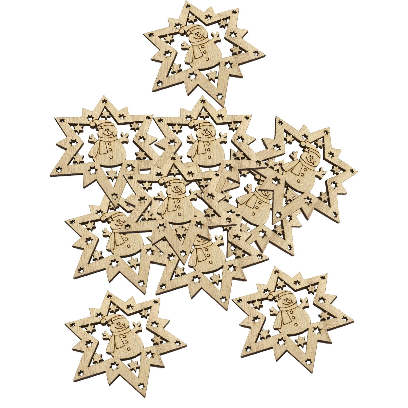 GUOOL 10 Pieces Christmas Wood Slices Unfinished Wooden Cutouts ...
