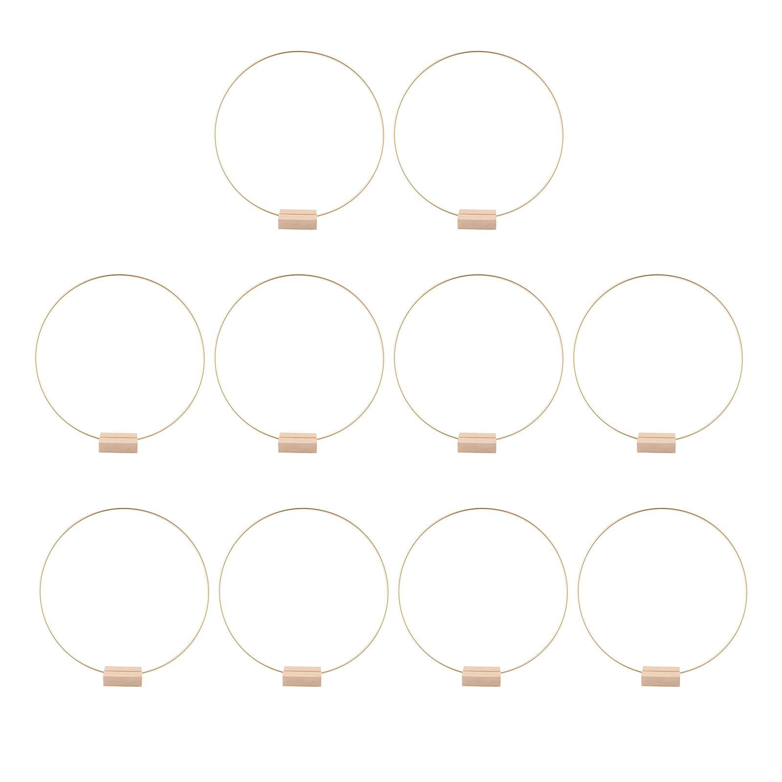 GUOOL 10 Pieces Metal Floral Hoop Centerpiece with Wood Stand Circle ...