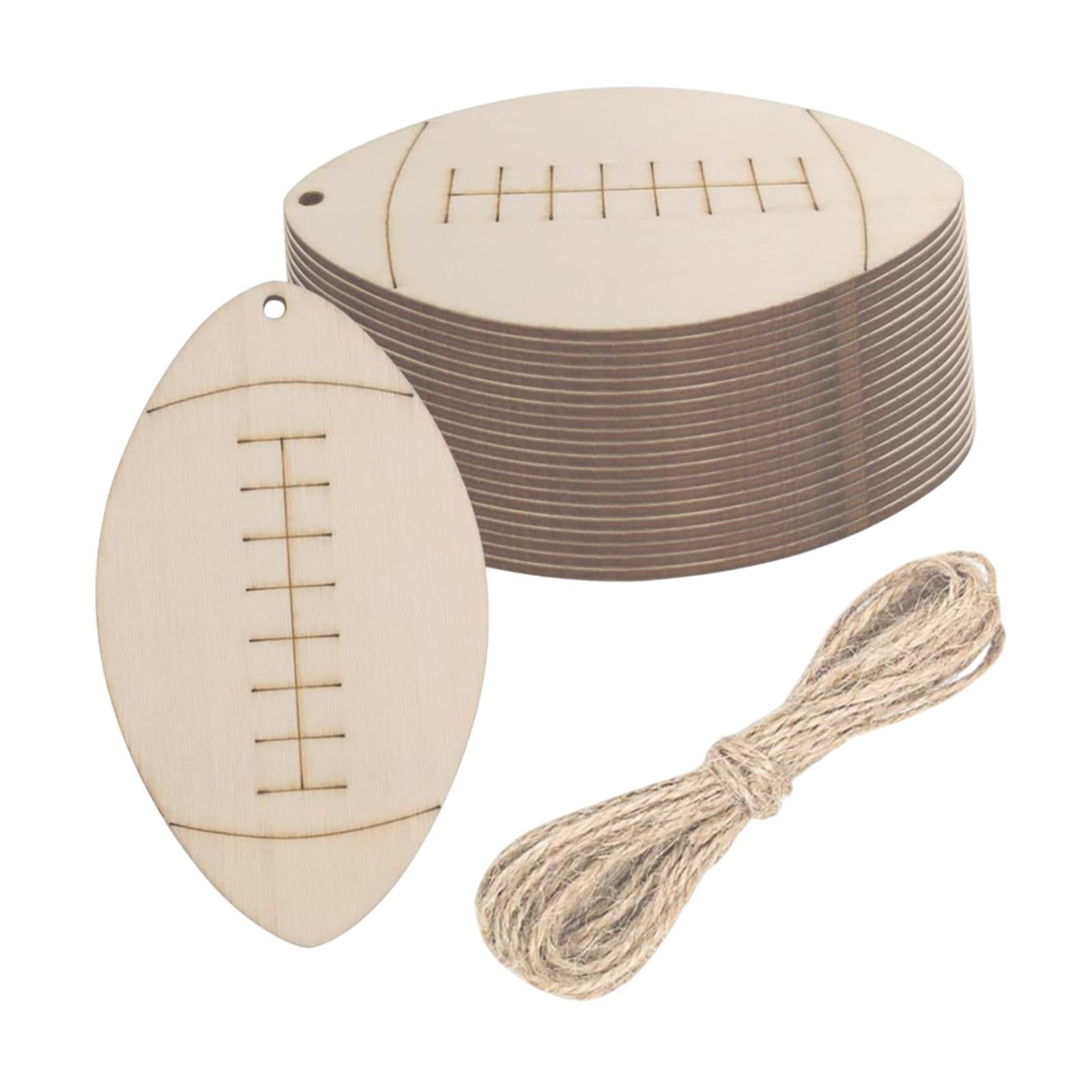 GUOOL 20 Pieces Wood Football Cutouts with String for Party Decorations ...