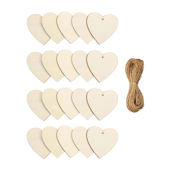 GUOOL 20pcs Heart Shaped Cutout Wood Slices, Christmas Hanging ...