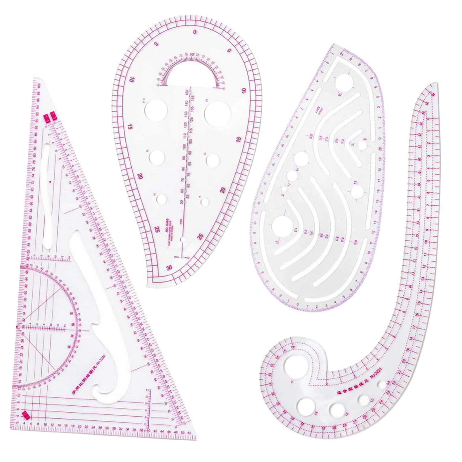 GUOOL 4x French Curve Ruler Set Clear Sewing Ruler Tailor Tool Fashion ...