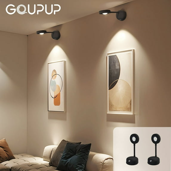 GUPUP Black Picture Spot Lights, Rechargeable Dimmable LED Lights ...