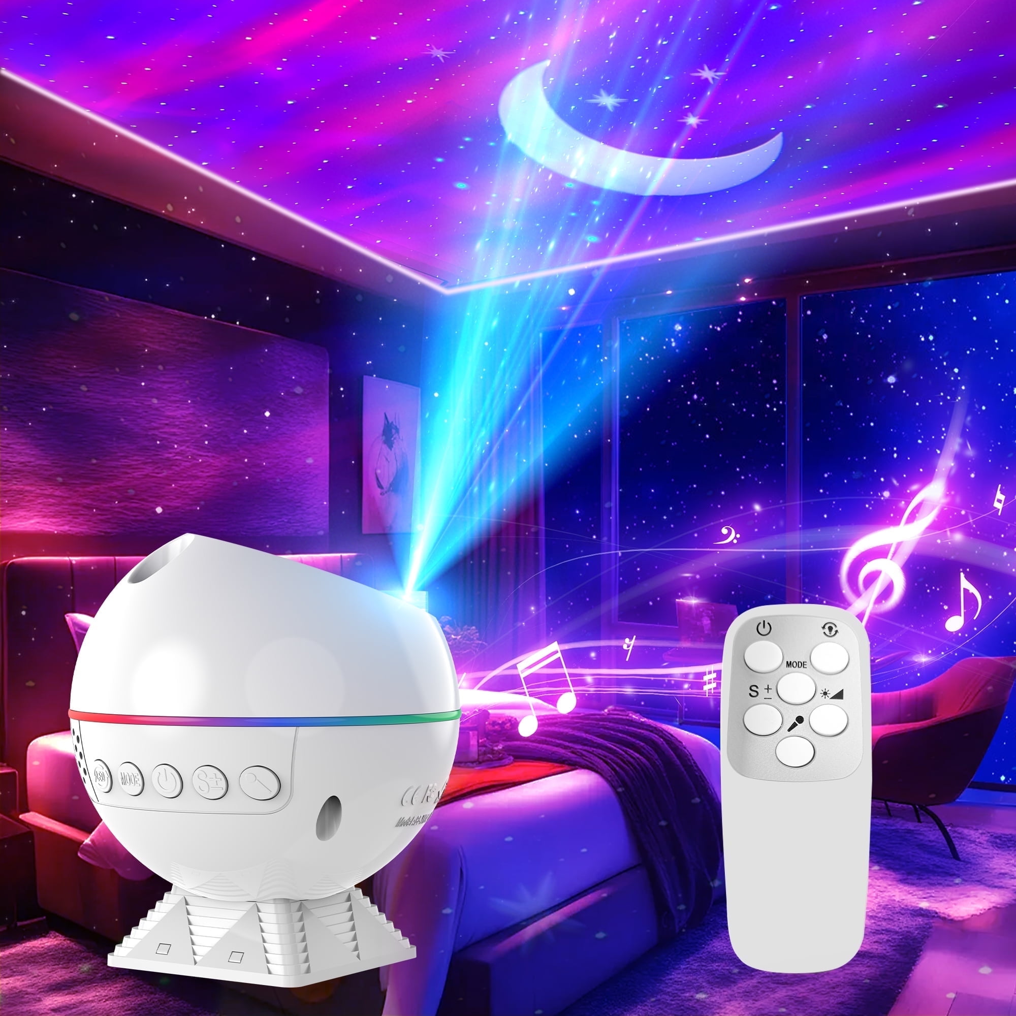 GUPUP Kids Night Light ,White Color Changing Star Projector with Remote ...