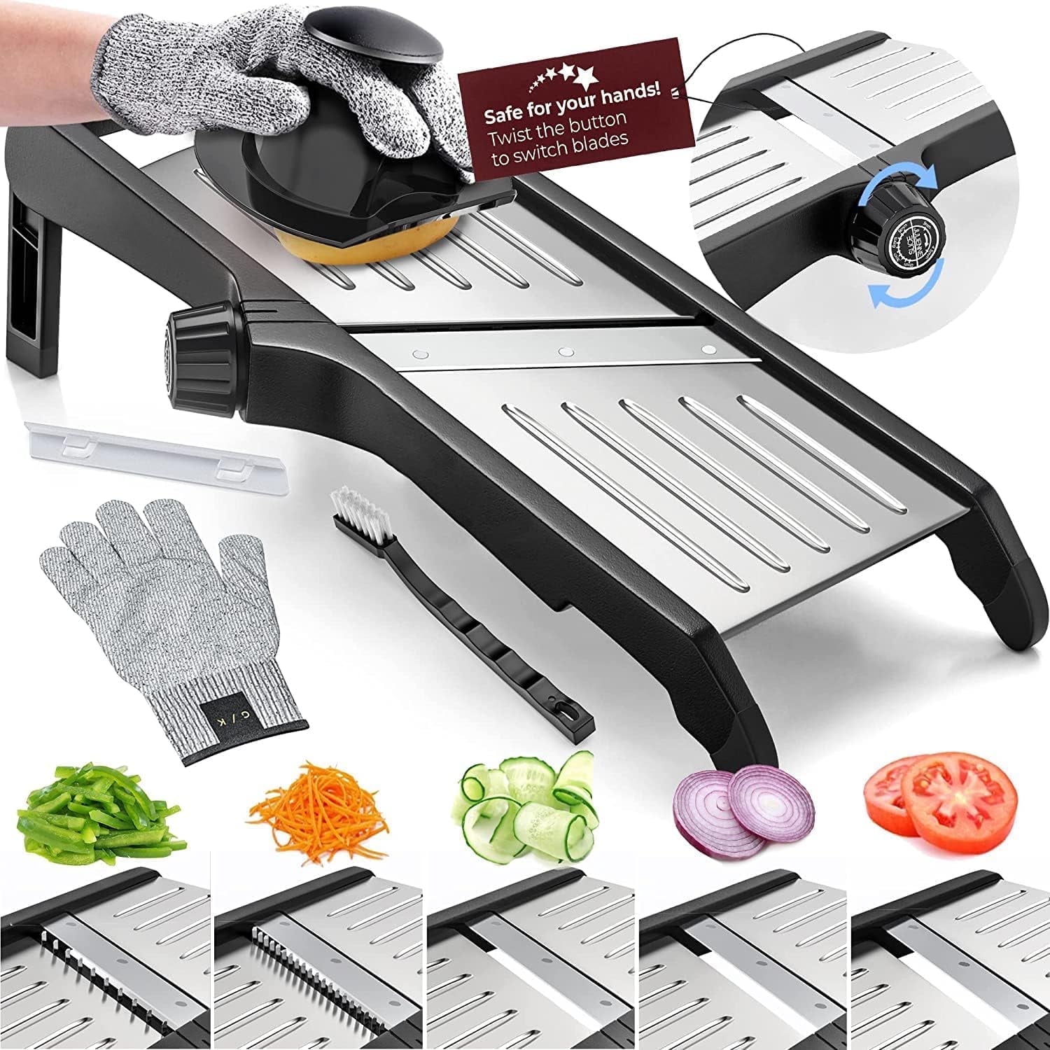 GUQDZOF Adjustable Mandoline Food Slicer, Vegetable Cutter, Potato ...
