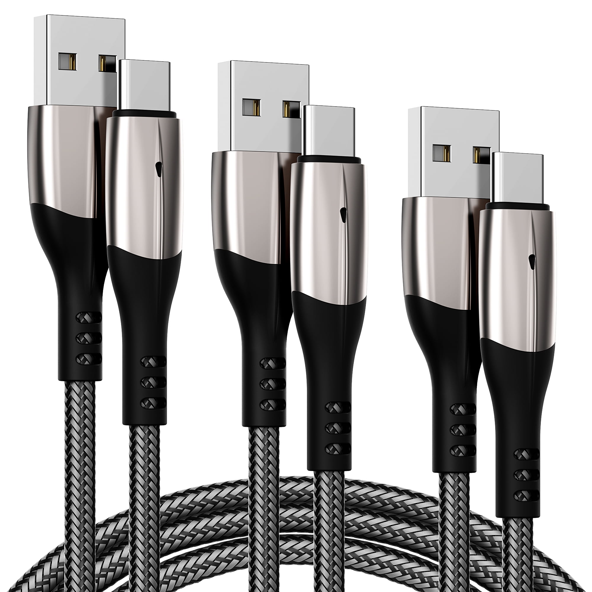 GUSGU USB A to C Charging Cable [3-Pack, 6ft] 60W Nylon Braided USB-C ...
