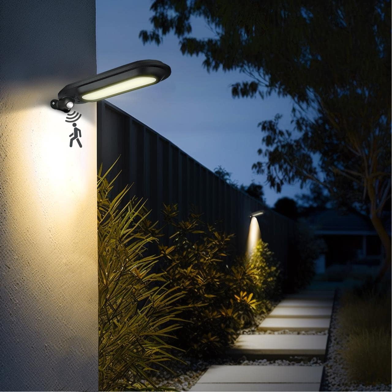 GUSTELL 2 Pack 18 LED Motion Sensor Outdoor Solar Lights, Solar Gutter ...