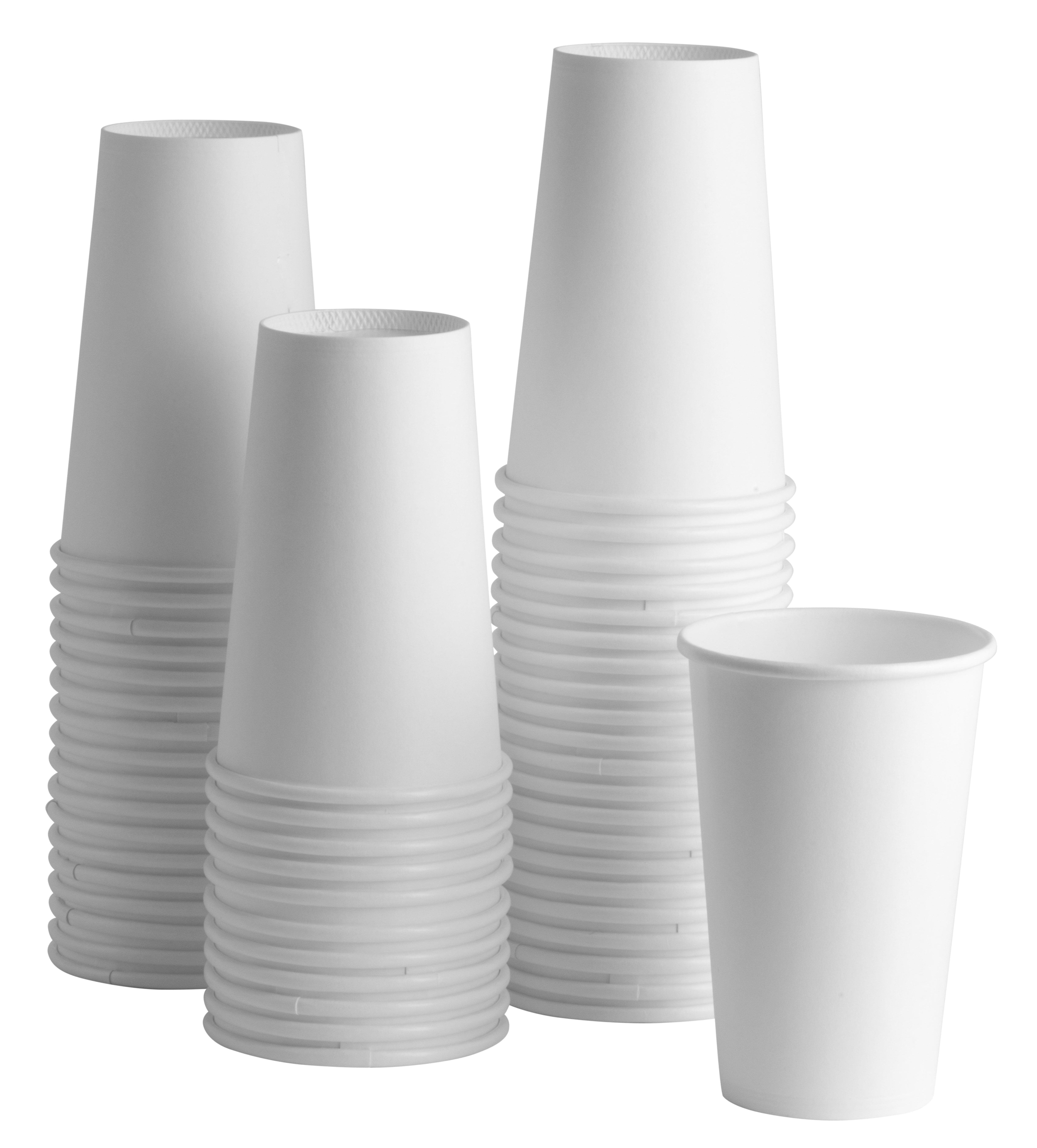 GUSTO 16 Oz White Paper Cups, Disposable Coffee Cups with Rolled Rim ...