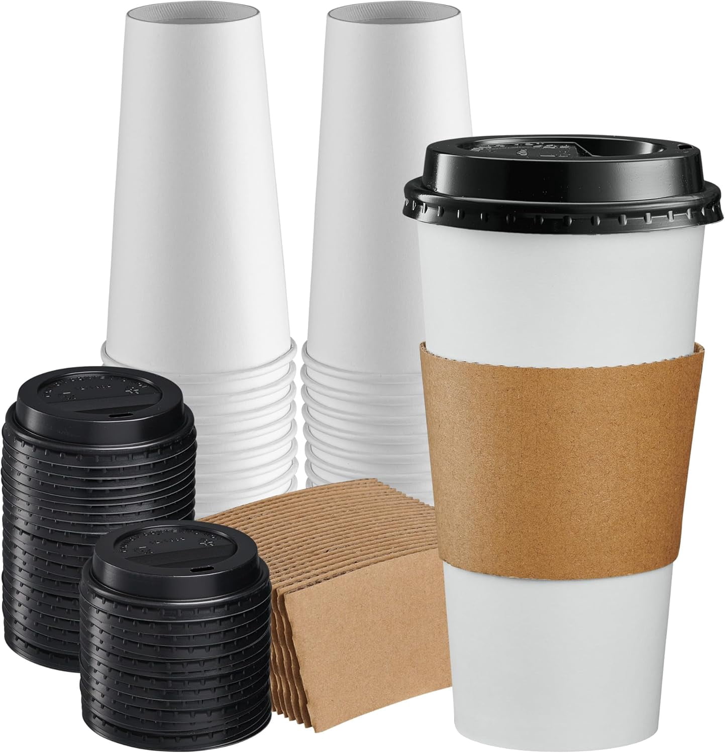 Comfy Package To-Go Hot Disposable Coffee Cups, 20 Oz with Lids ...