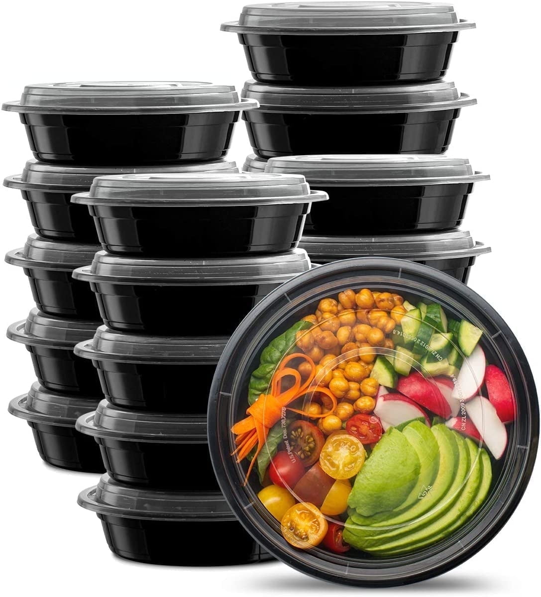 Comfy Package 24 Oz Disposable Meal Prep Containers, 50-Pack, Plastic ...