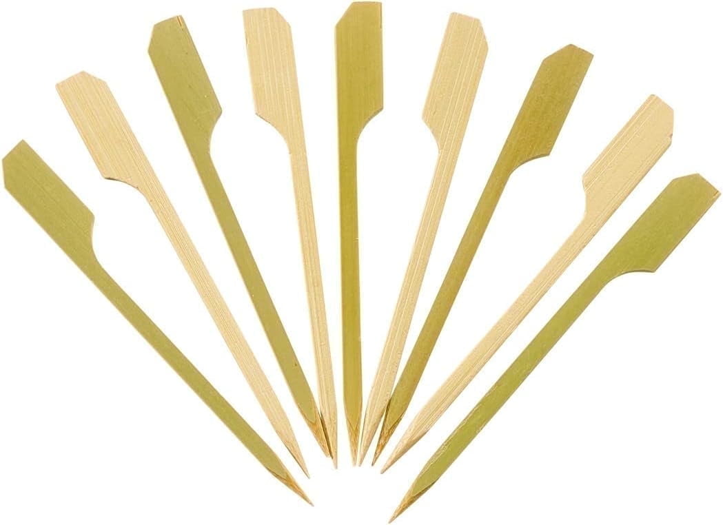 GUSTO 3.5" Paddle Bamboo Picks Wood Skewers for Appetizers, 100 pack ...