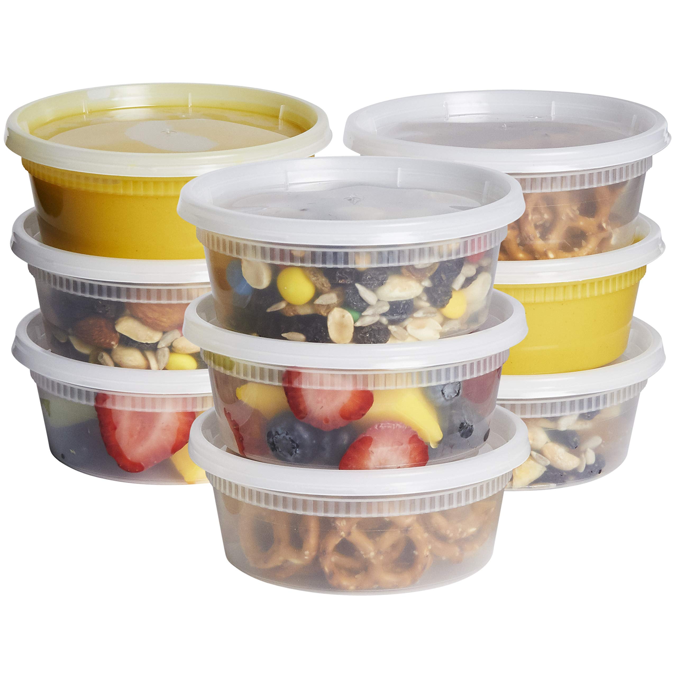 GUSTO [48 Sets - DEF29 8 oz. Plastic Deli Disposable Food Storage ...