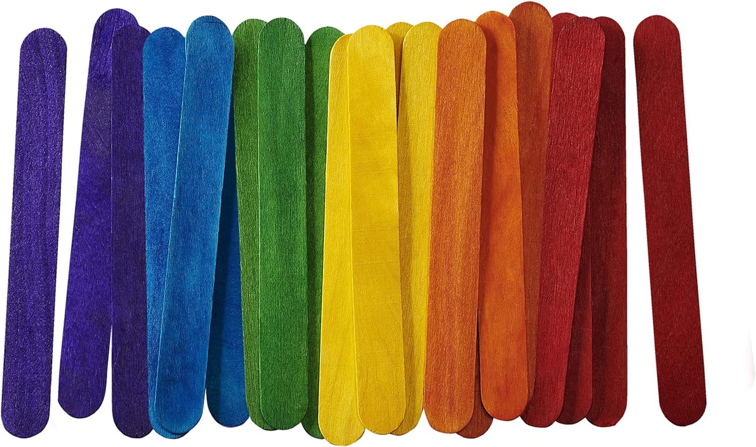 Comfy Package 100-Pack Colorful 6” Wooden Popsicle Sticks for Crafts ...
