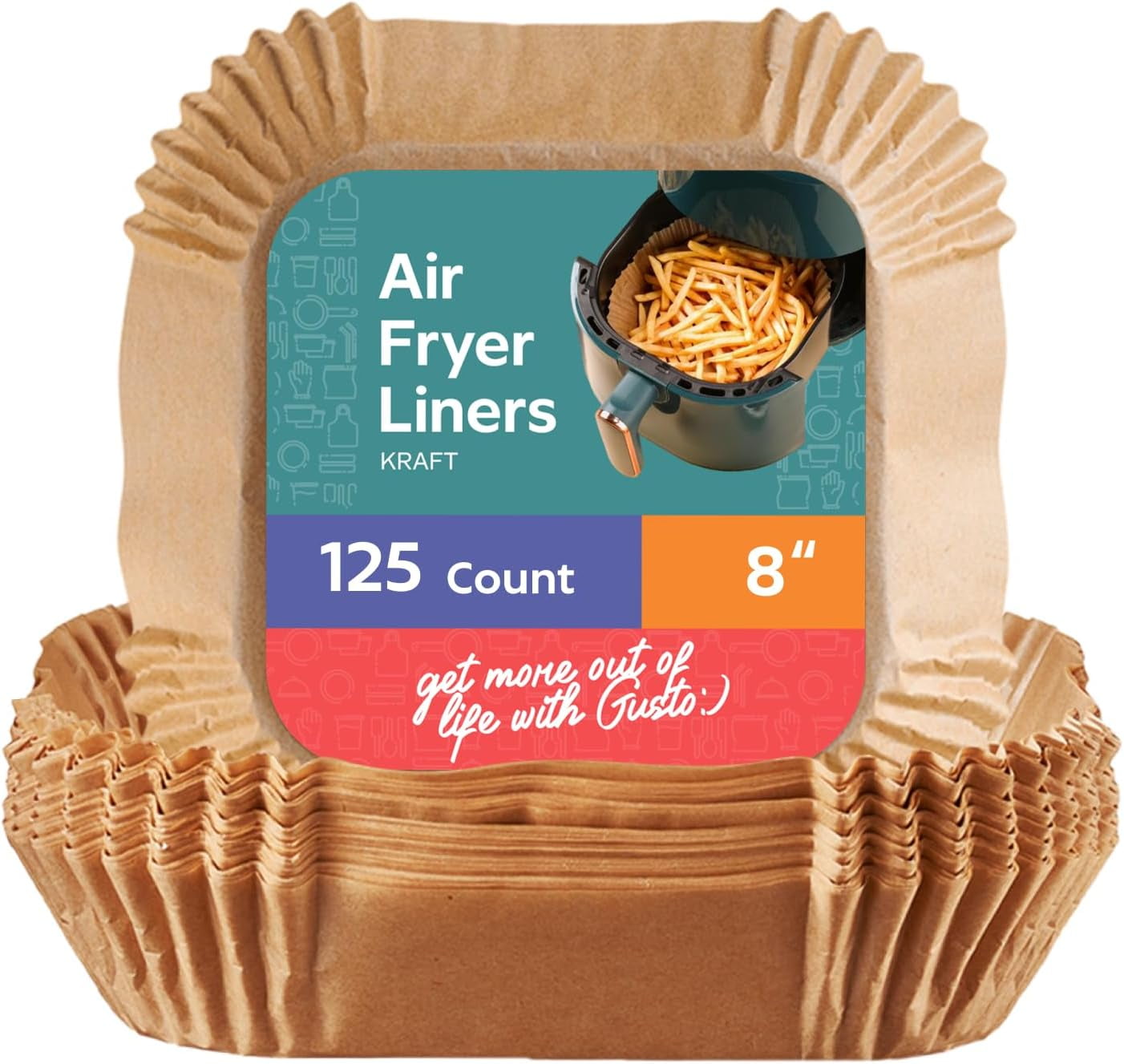 Comfy Package 8” Square Air Fryer Lining Parchment Paper, Cooking 125 ...