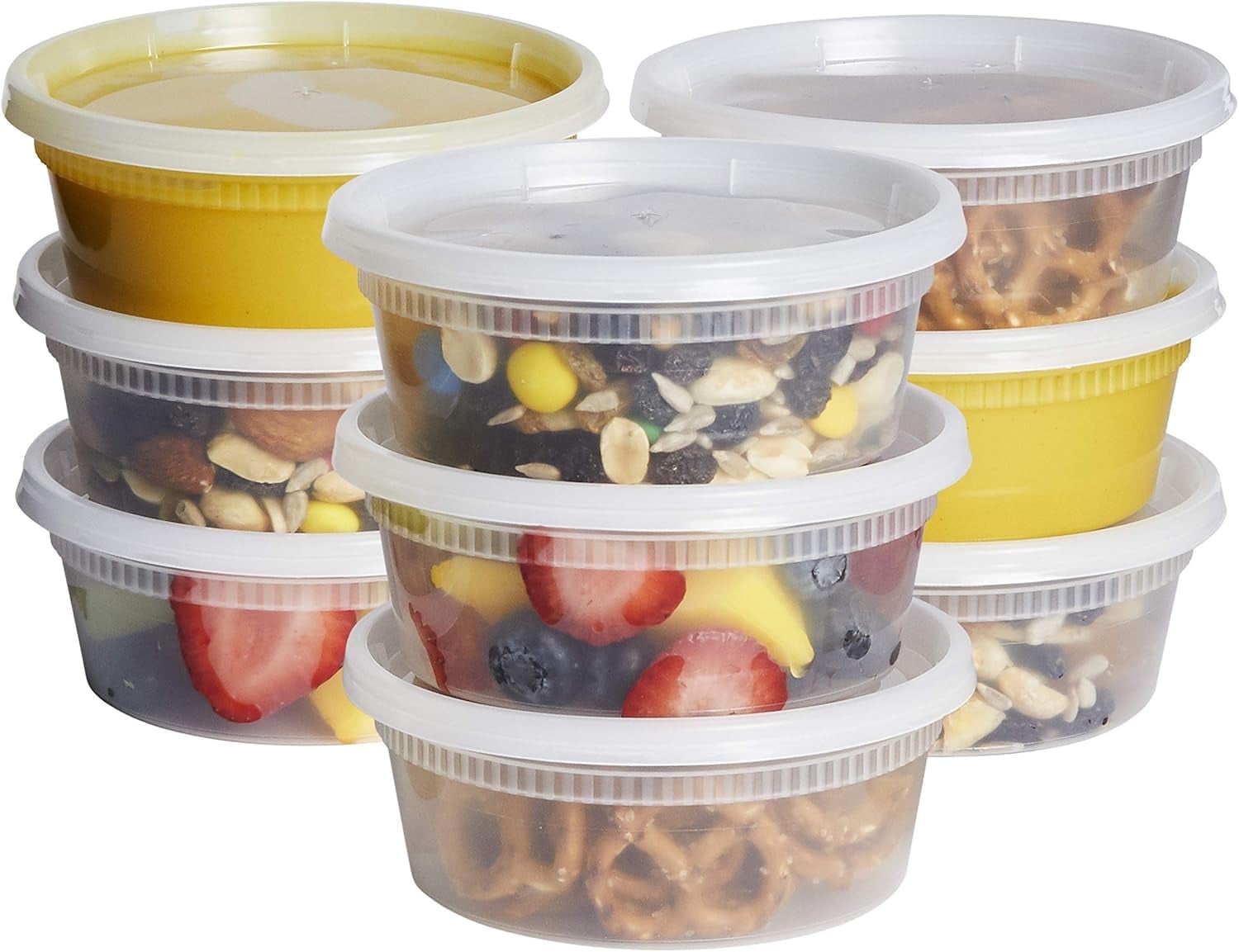 GUSTO 8 Oz Plastic Food Storage Containers with Airtight Lids, 48-Pack ...