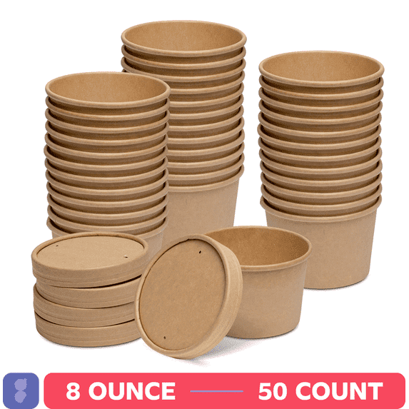 GUSTO, Ice Cream Cups with Lids, 8 oz, Disposable, 50 Pack - Walmart.com