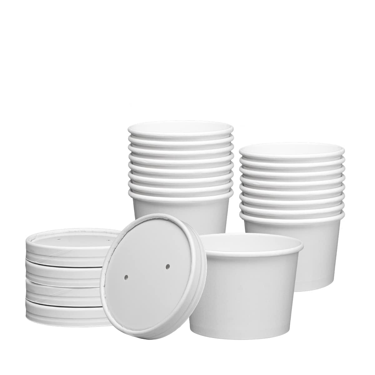 GUSTO [8oz. - 25 AIF9 Count White Paper Food Containers with Vented ...