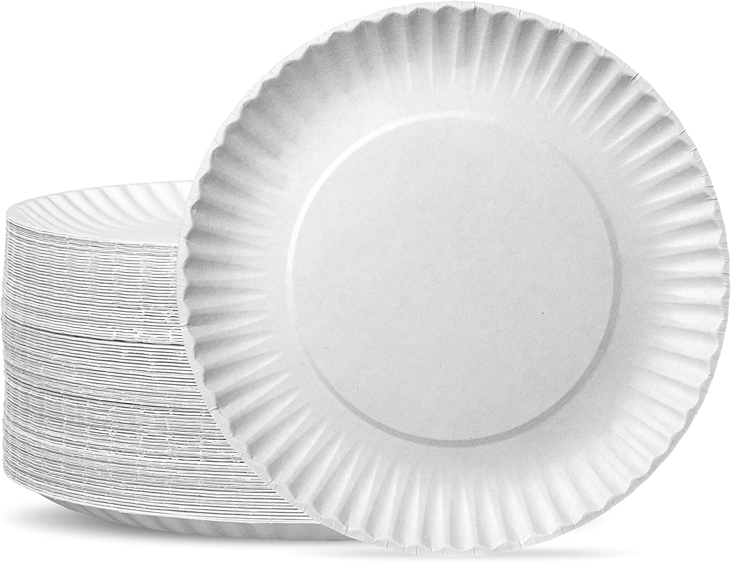 Comfy Package Strong 9 Inch Paper Plates, White Disposable Heavy Duty ...
