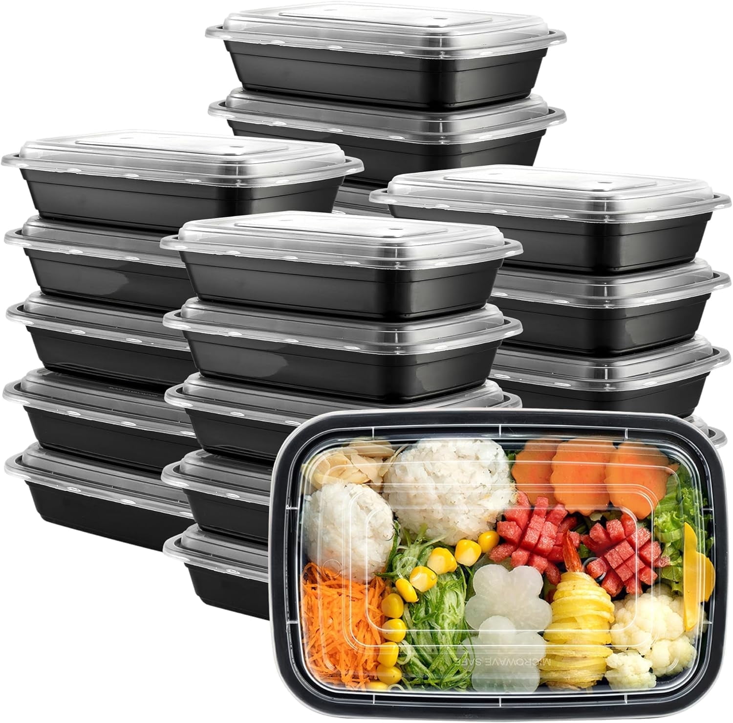 GUSTO Bento Box Meal Prep Containers with Lid 1 Compartment, 28 Oz, 50 ...