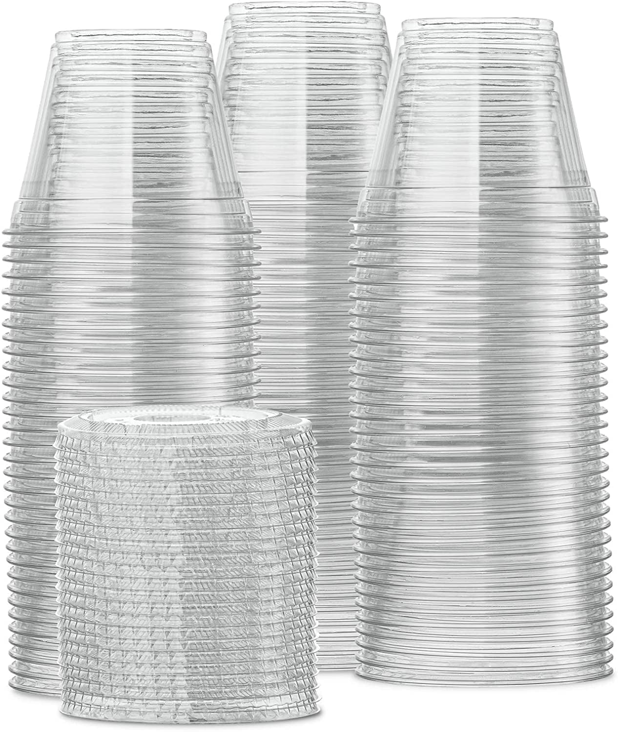 GUSTO Clear Plastic Cups 9 Oz, Disposable Cold Cups with Lids, 100-Pack ...