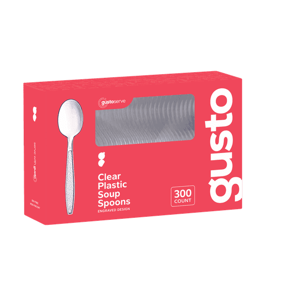 JUNCHI-300 Count Clear Plastic Silverware, 100 Forks, 100 Spoons, 100 ...