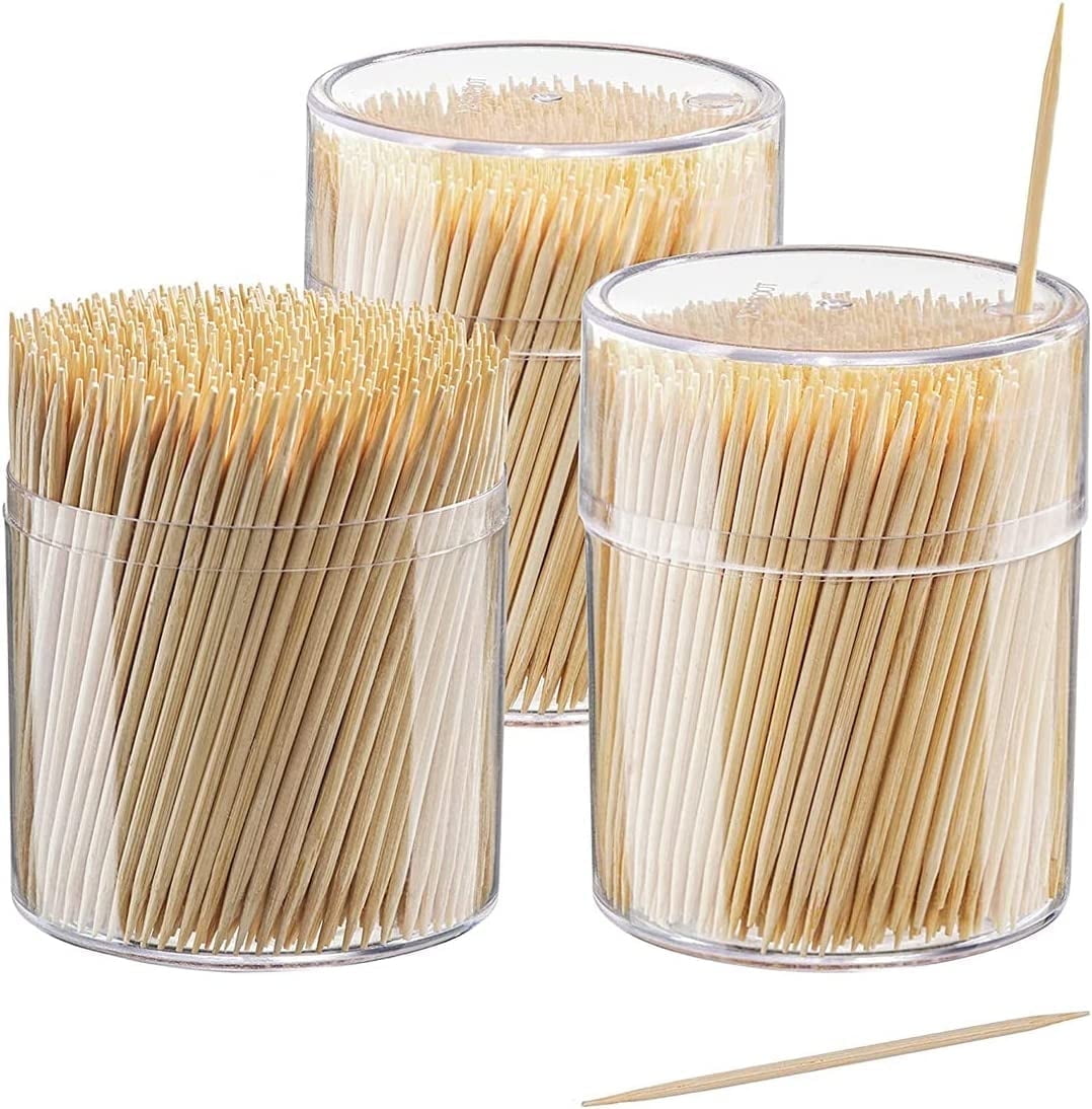Comfy Package 1500-Pack Double-Point Bamboo Wooden Toothpicks Skewers ...
