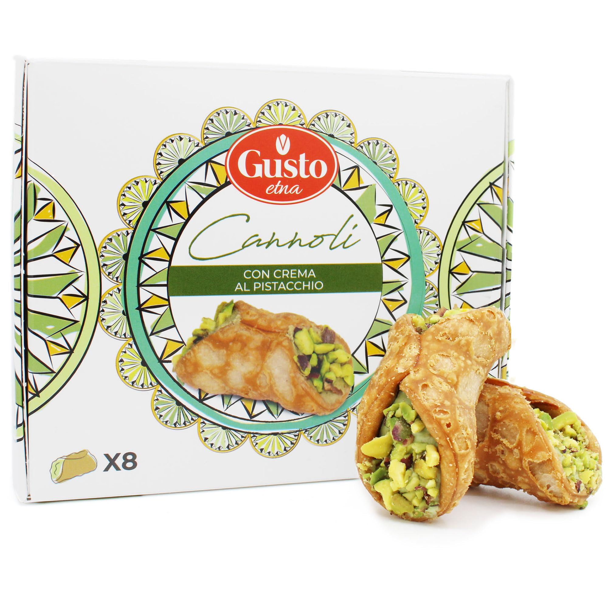 GUSTO ETNA Sicilian Cannoli filled with Pistachio H2FSDCream, Mini ...