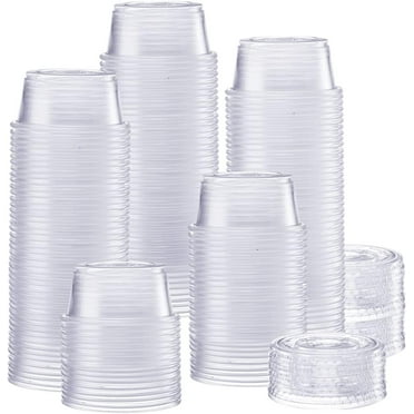 FICUCUSO 100 Sets - 1 oz Mini Plastic Cups with Leak-Proof Lids ...