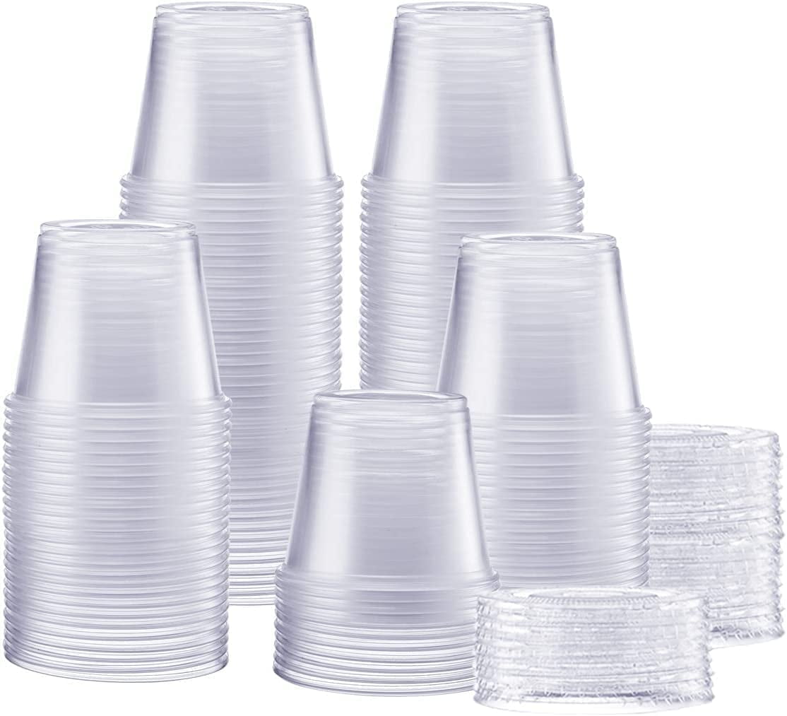 Comfy Package 5.5 Oz Small Plastic Cups with Lids, Disposable for Jello ...