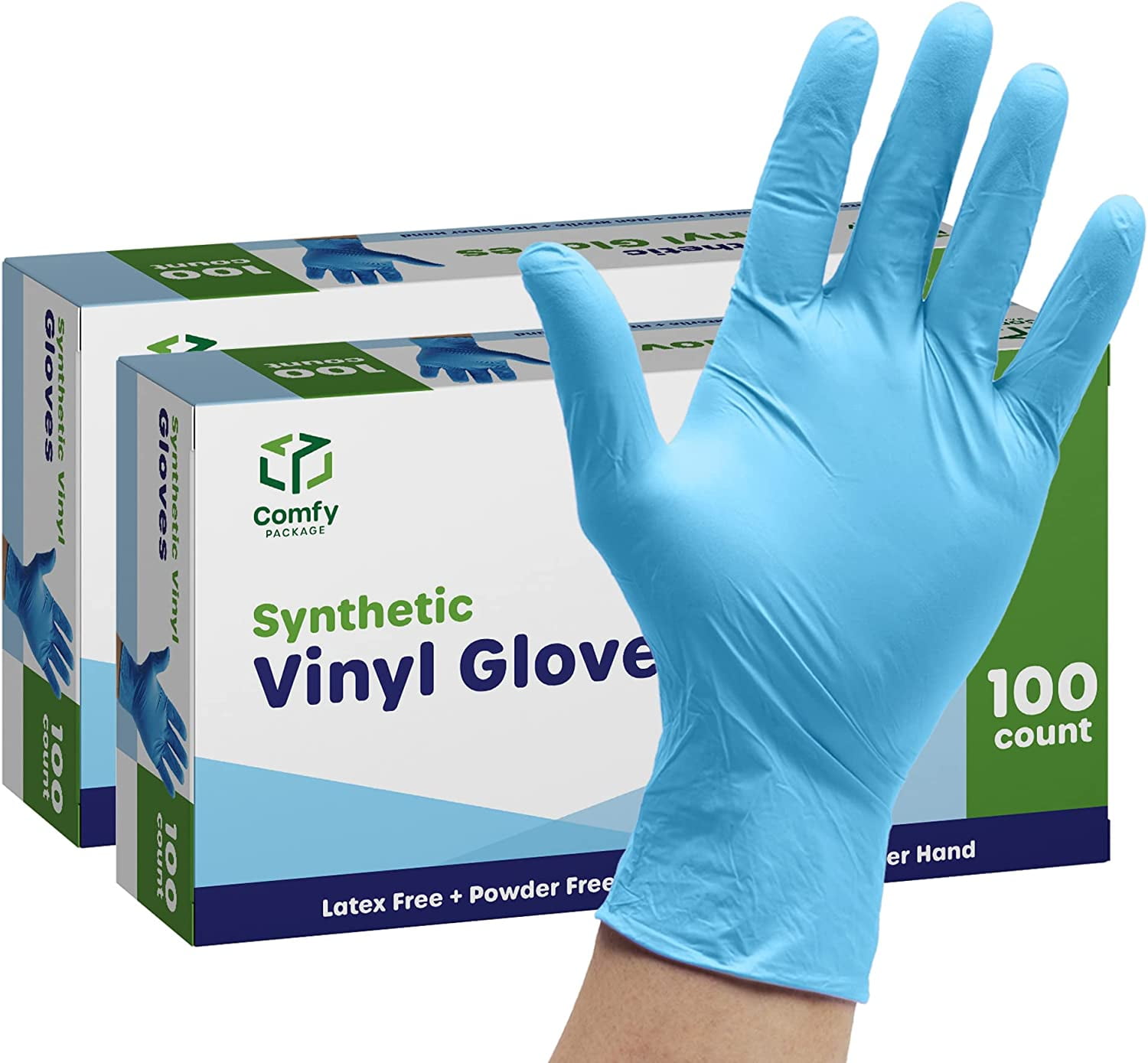 Comfy Package Medical Examination Synthetic Vinyl Gloves, Bulk 200-Pack ...