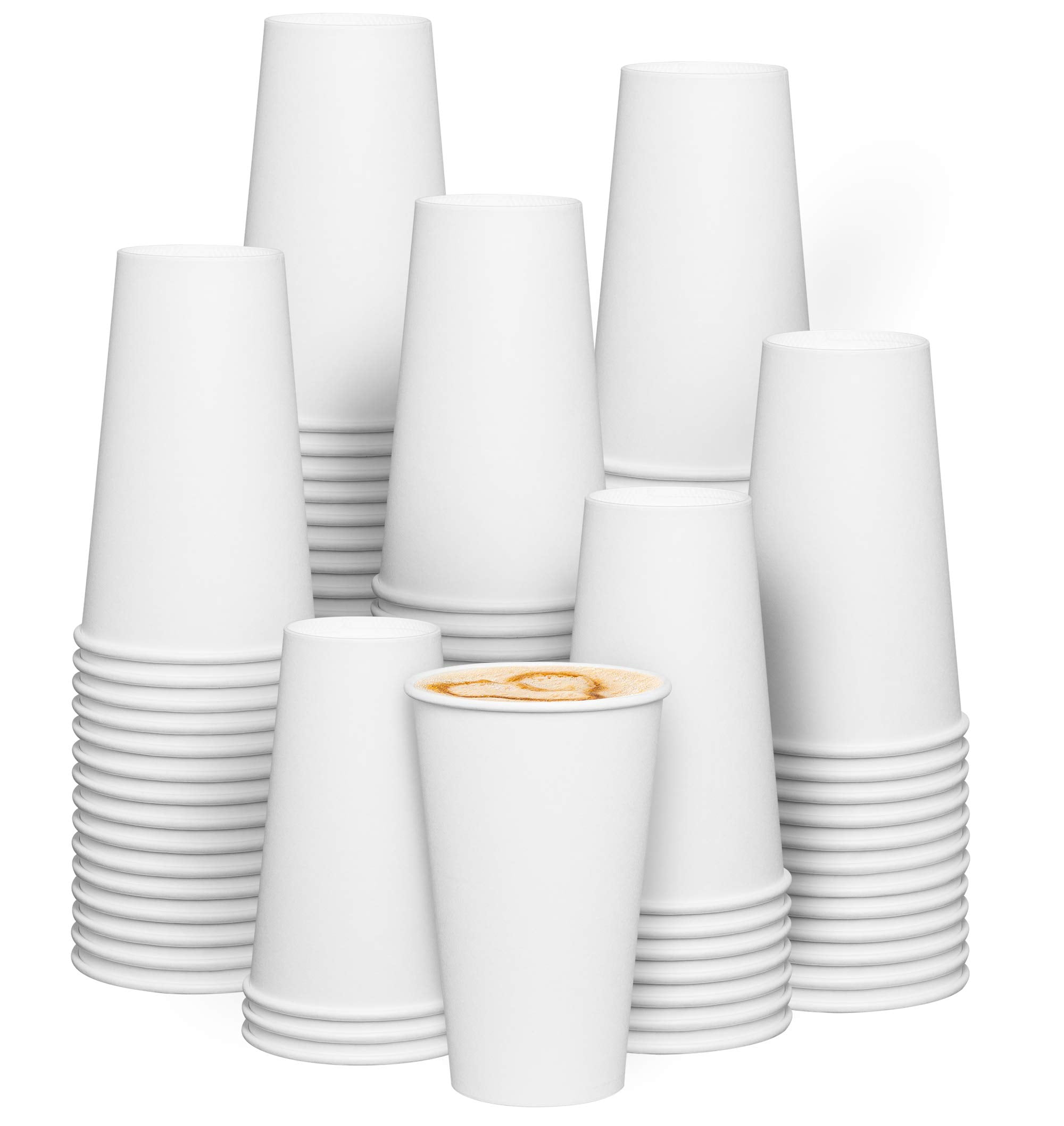 GUSTO White Paper Cups TSF6 [16 oz - 200 Count] Disposable Coffee Cup ...