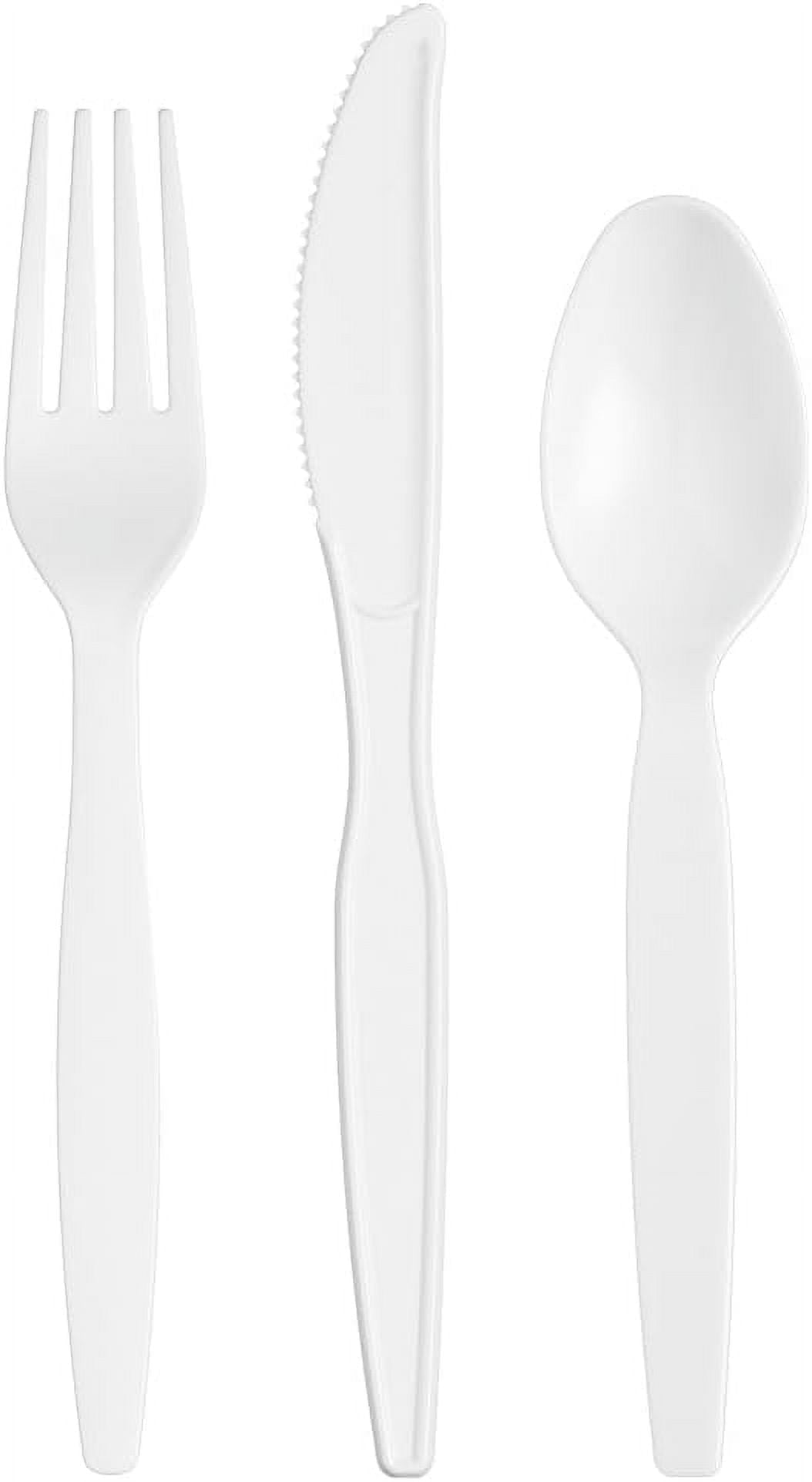 GUSTO White Plastic Silverware Disposable Cutlery Set with Forks ...