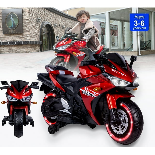GUTALOR 12V Kids Motorcycle for Kids 3-6 Years, Boys and Girls, with 12V7AH Battery, Training ...