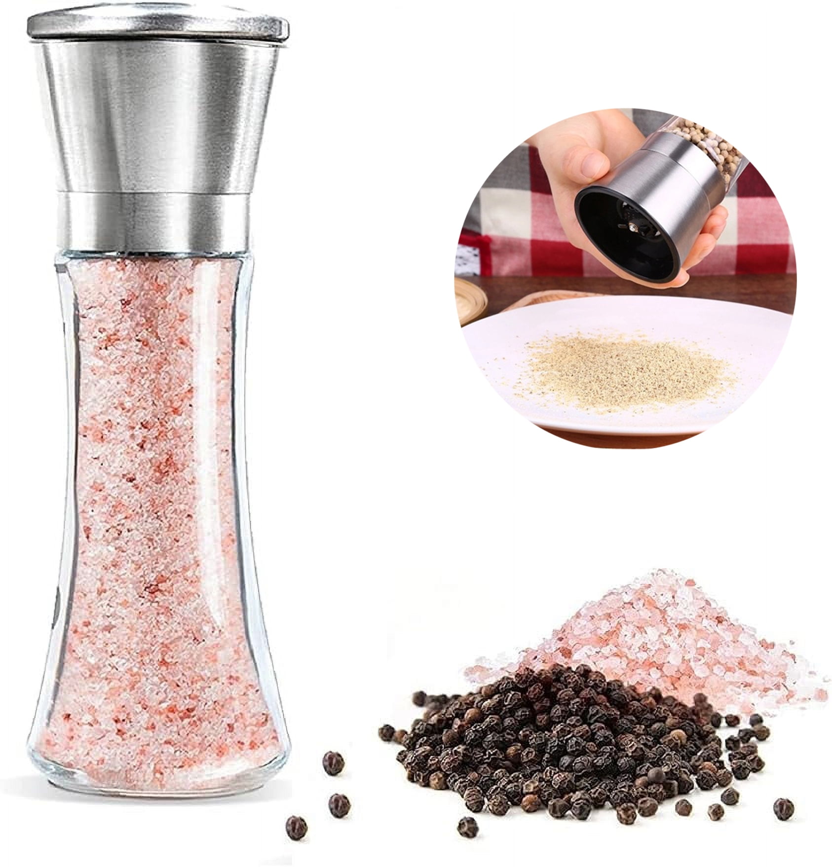 GUTALOR Salt and Pepper Grinder,Stainless Steel Refillable Salt ...