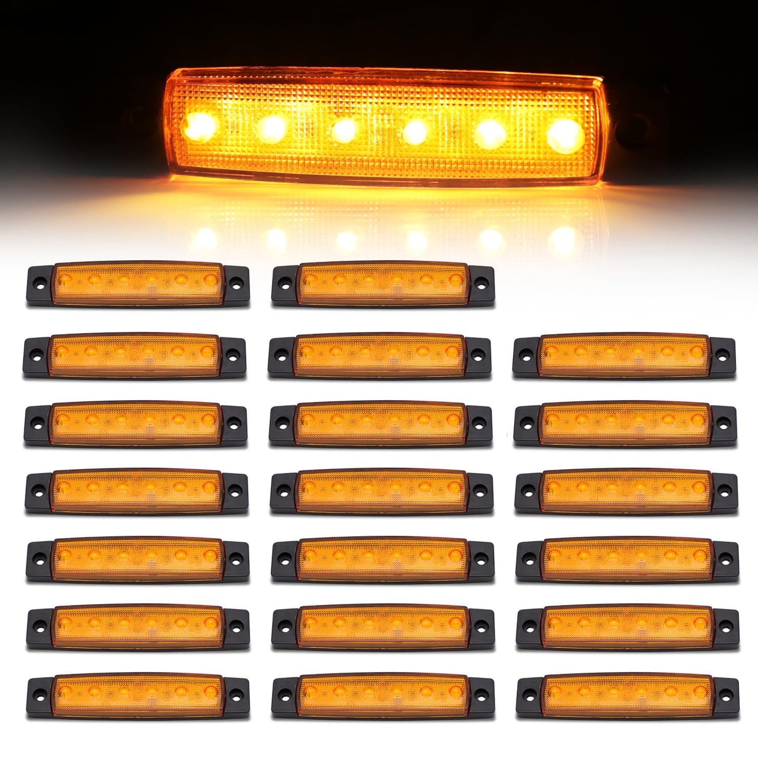GUWA 20 Pcs of OIF8 3.8" Amber 6 LED Clearance Truck Trailer Rear Lamps ...