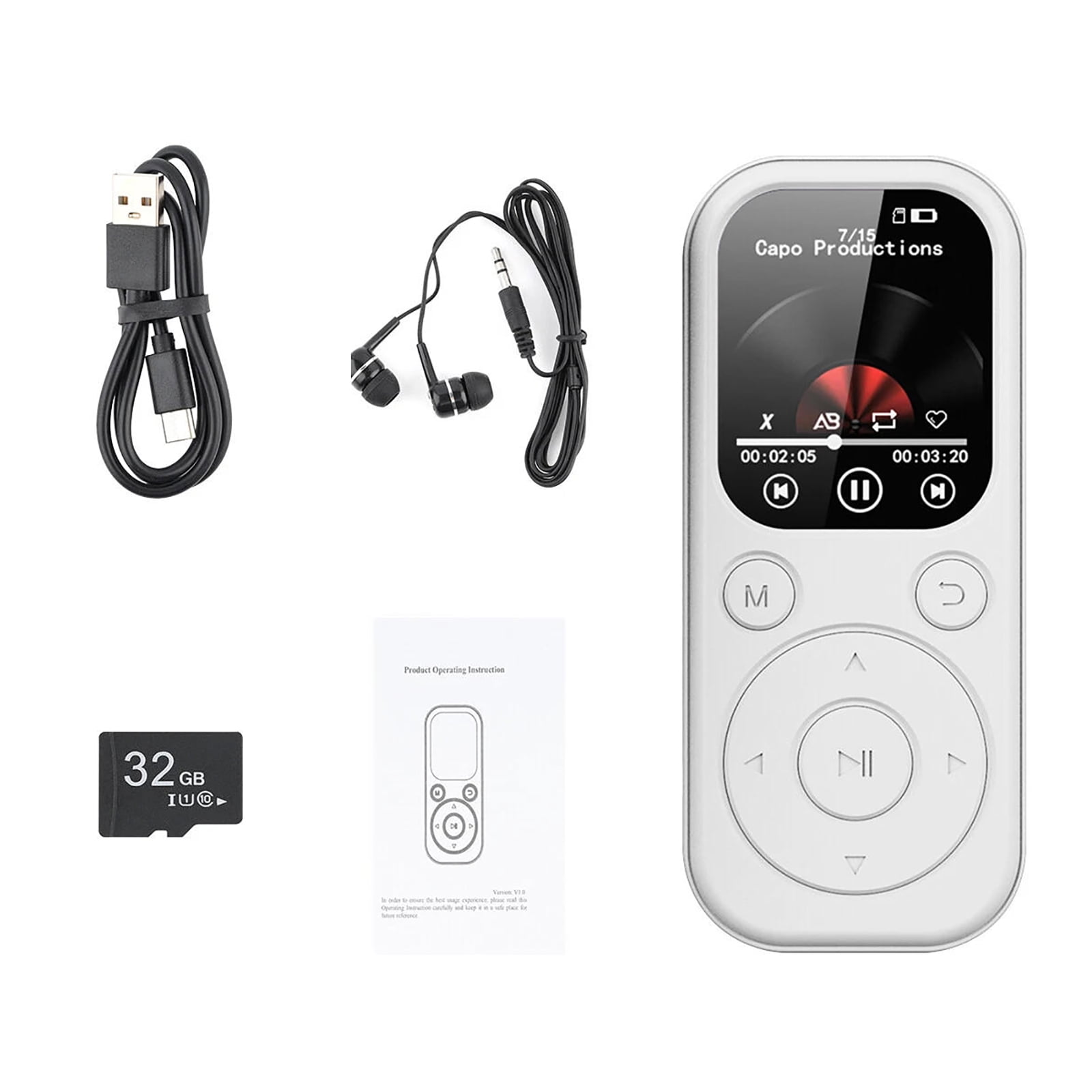 GUYUTING 1.8” Screen MP3 Player with 32GB TF Card Bluetooth 5.4 for ...