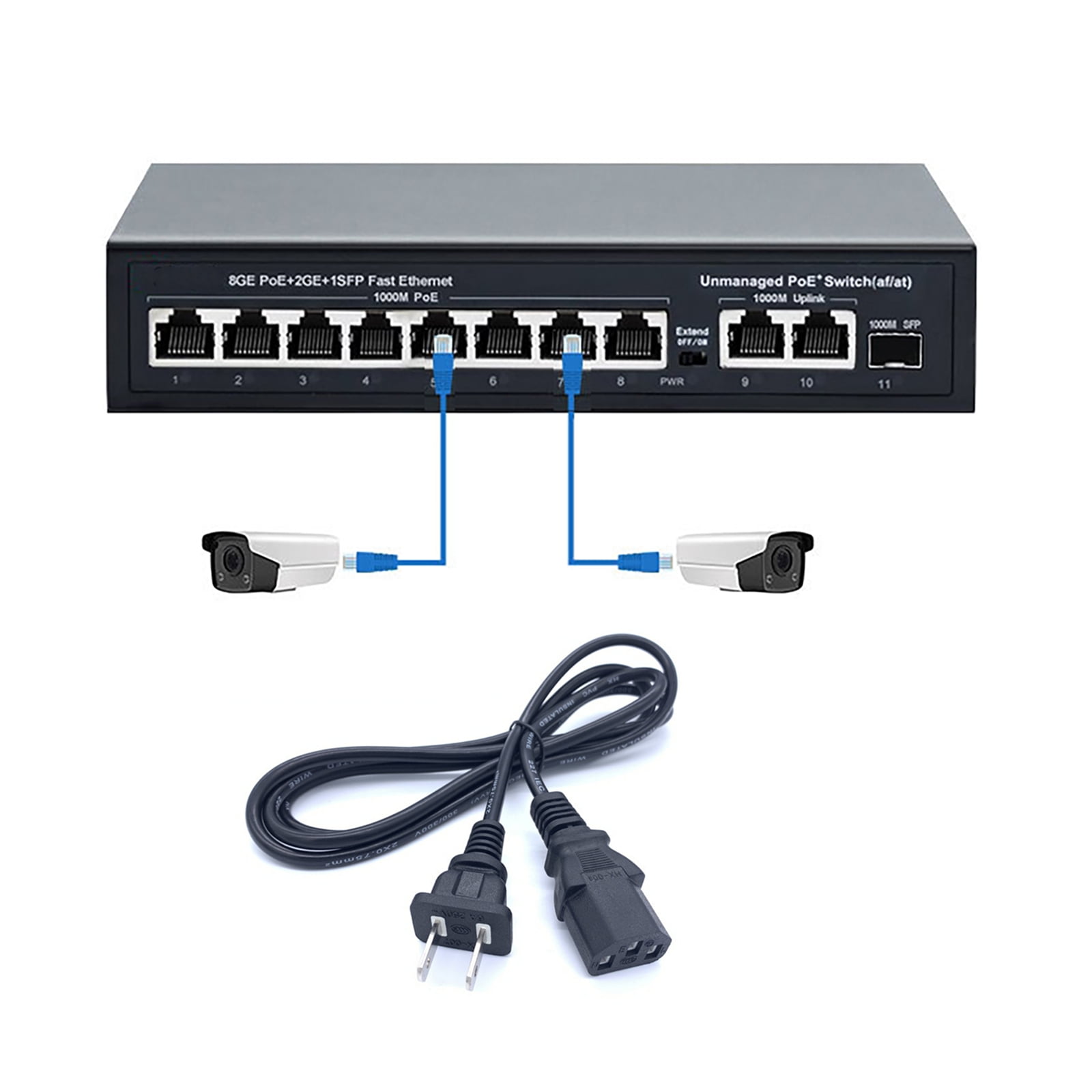 GUYUTING 1000mbps POE Switch, 10 Ports, for IP Cameras and POE Devices ...