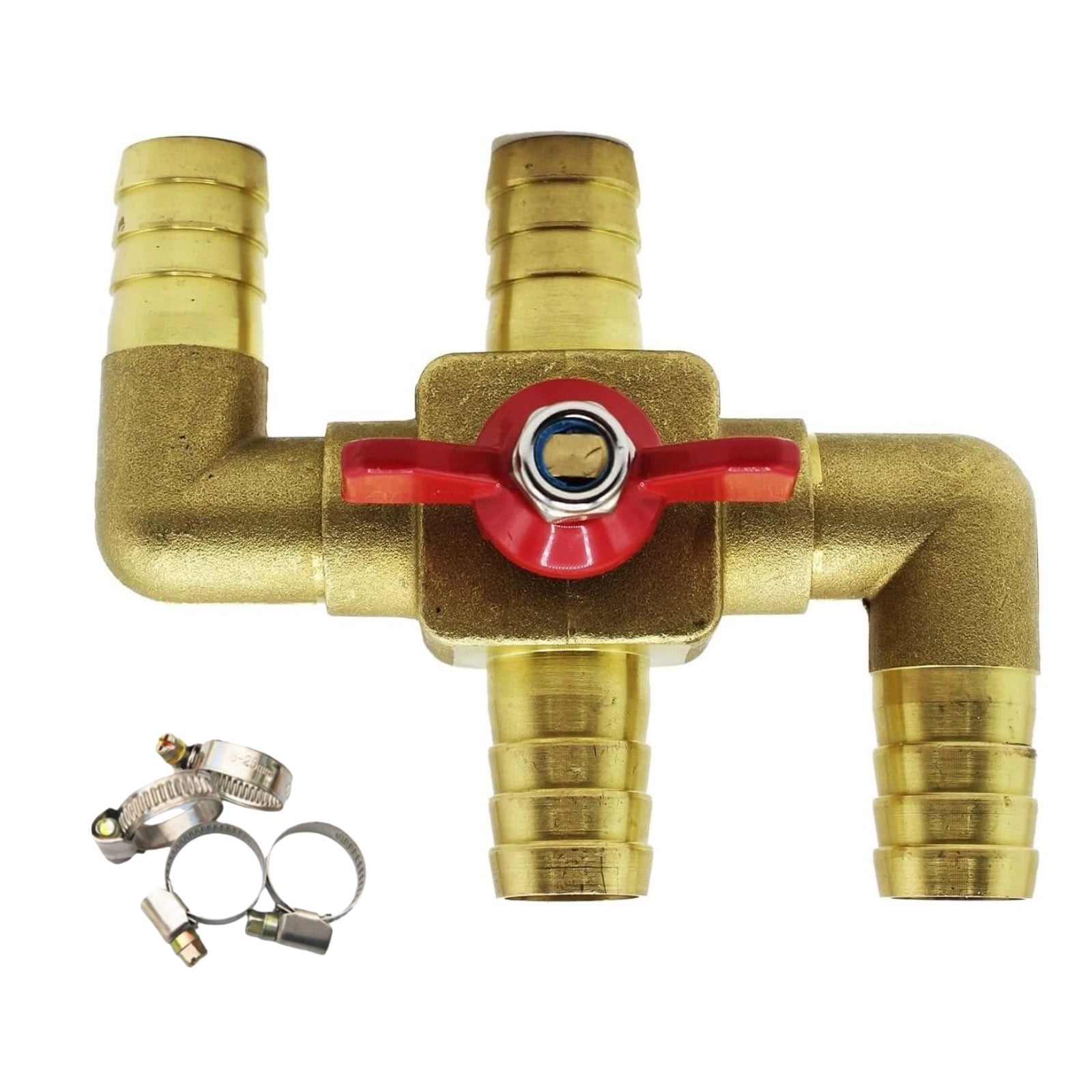 GUYUTING 4-Way Bypass Heater Valve, Brass 3/4" Barb 1.6Mpa, High Temp ...