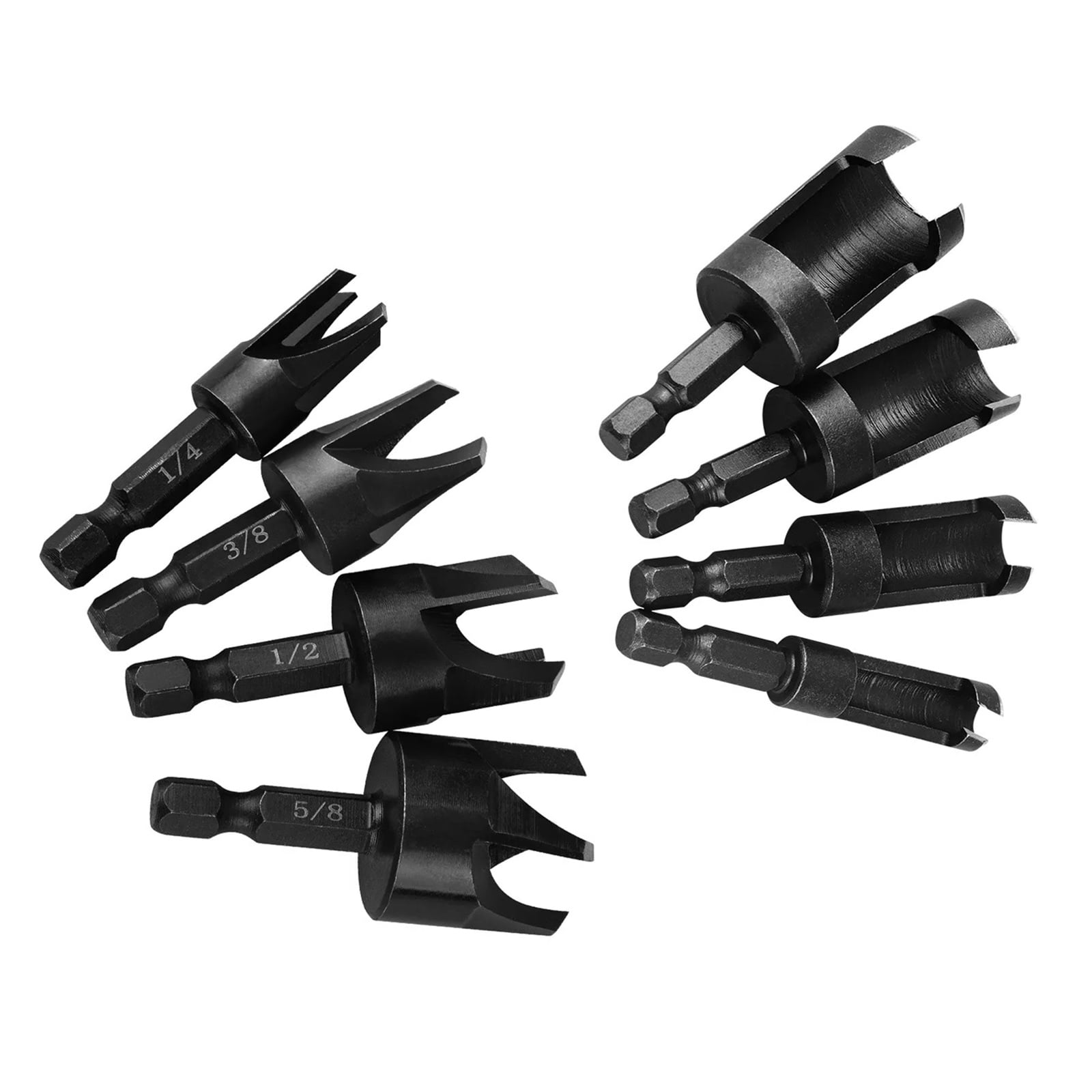 GUYUTING 8 PC Quick Change Wood Plug Cutter Set Carbon Steel 1/4 5/8 3/ ...