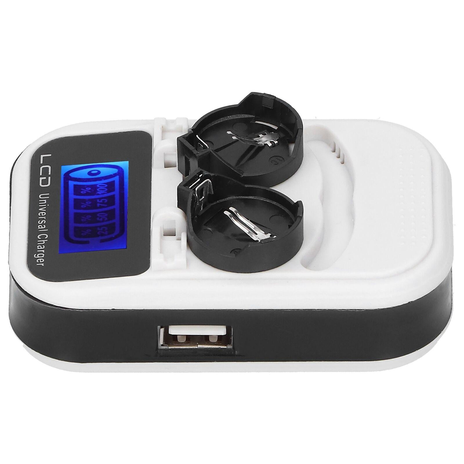 GUYUTING Compact Button Battery Charger with LCD Simultaneous Charging ...